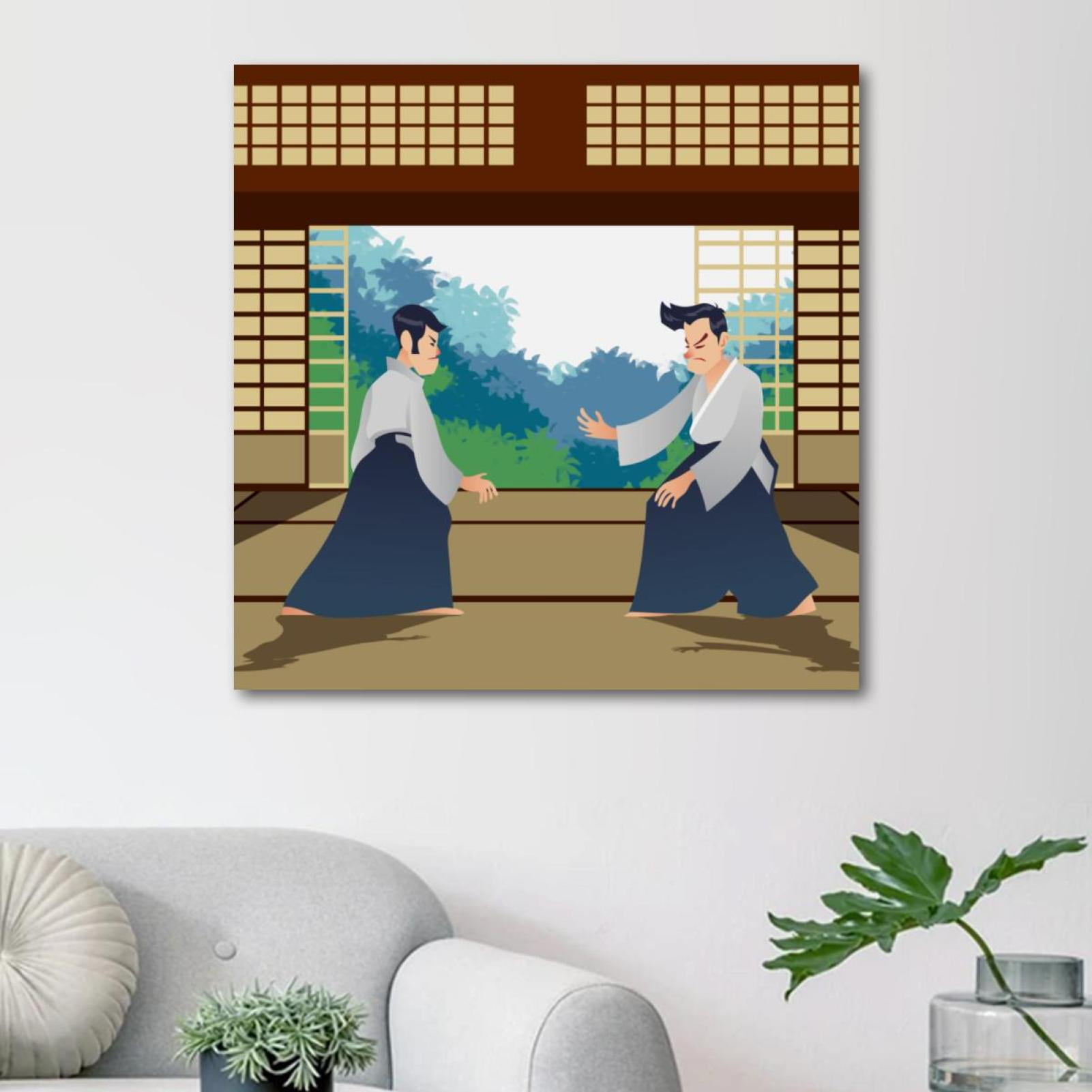 OWNSERIES Man Practicing Aikido in the Dojo Pattern Canvas Wall Art ...