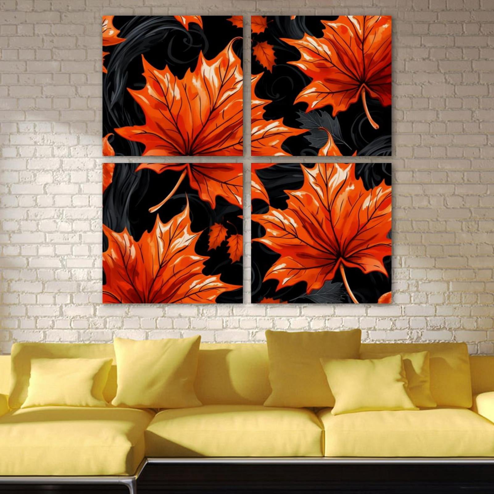 OWNSERIES Maple leaves Pattern Pattern 4PC Frameless Canvas Wall Art ...