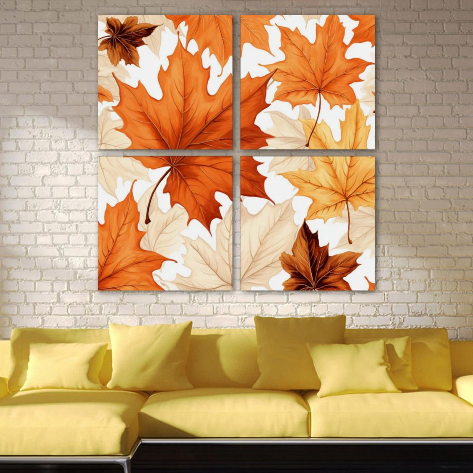 OWNSERIES Maple leaves Pattern Pattern 4PC Frameless Canvas Wall Art ...