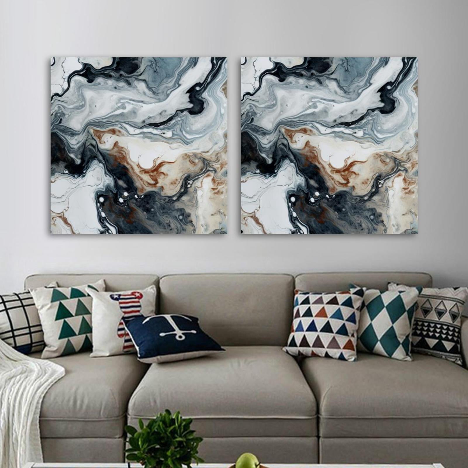 OWNSERIES Marble Pattern 2PC Canvas Wall Art Paintings for Living Room ...