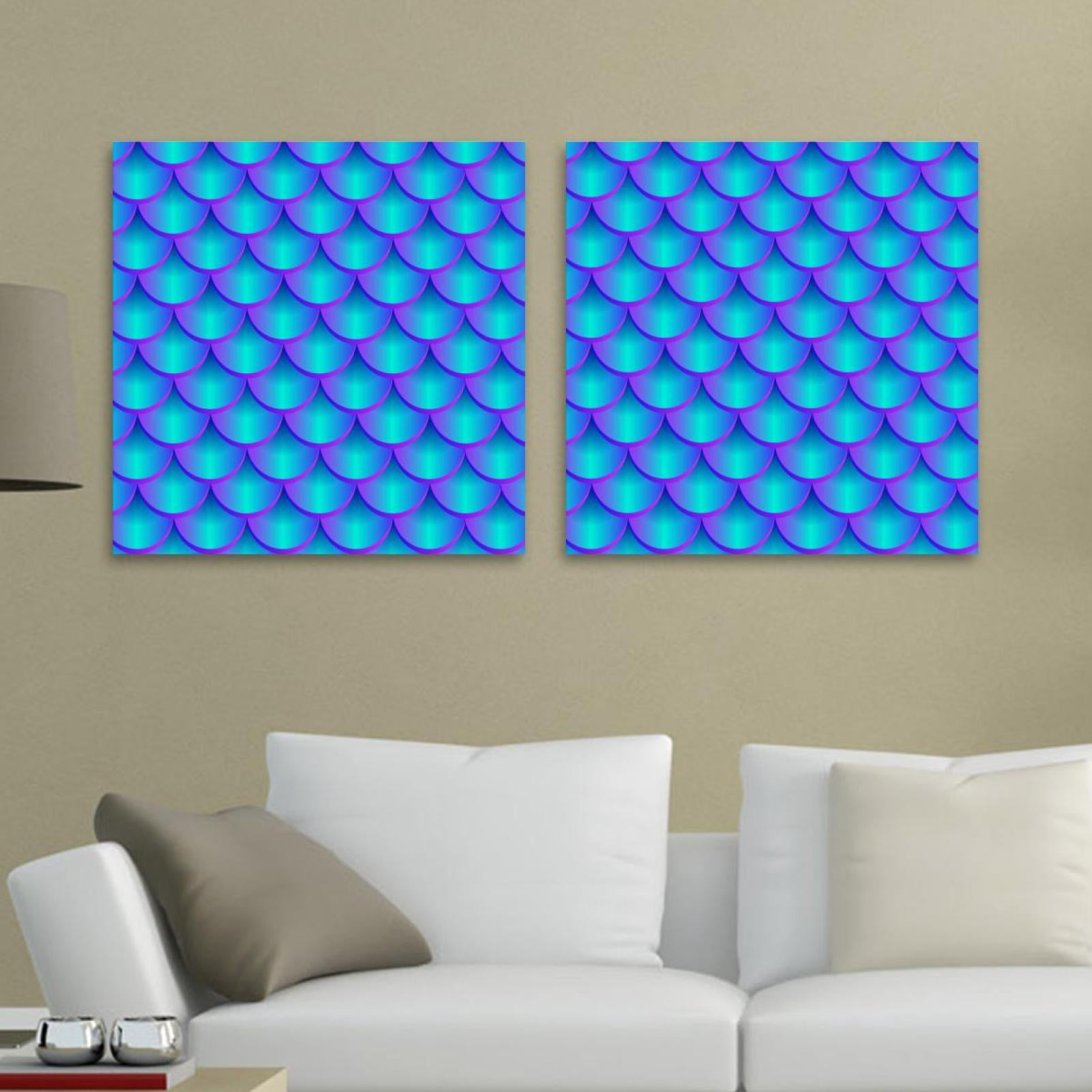OWNSERIES Mermaid Tale Pattern 2PC Canvas Wall Art Paintings for Living ...