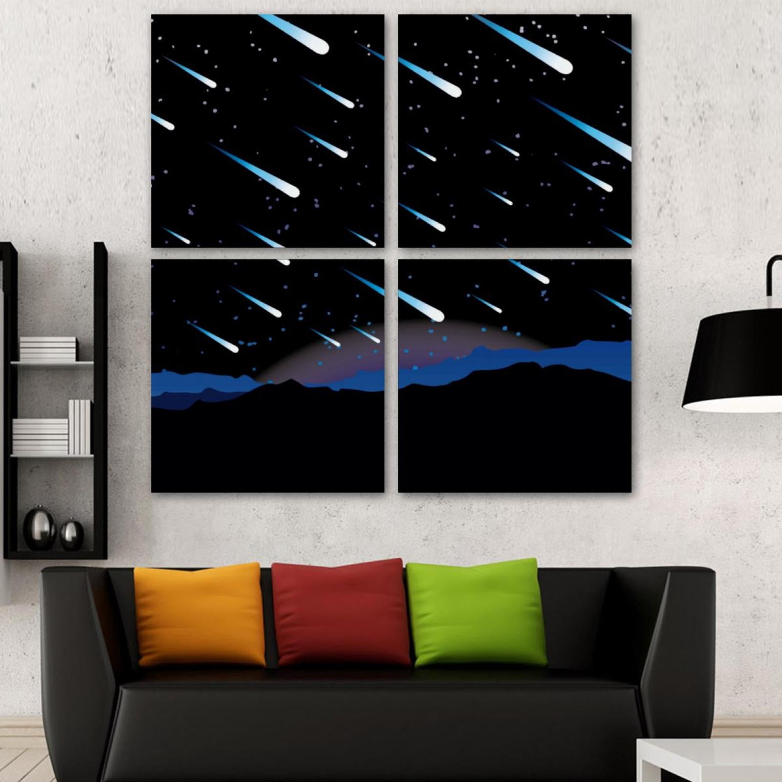 OWNSERIES Meteor Shower Pattern 4PC Frameless Canvas Wall Art Paintings ...