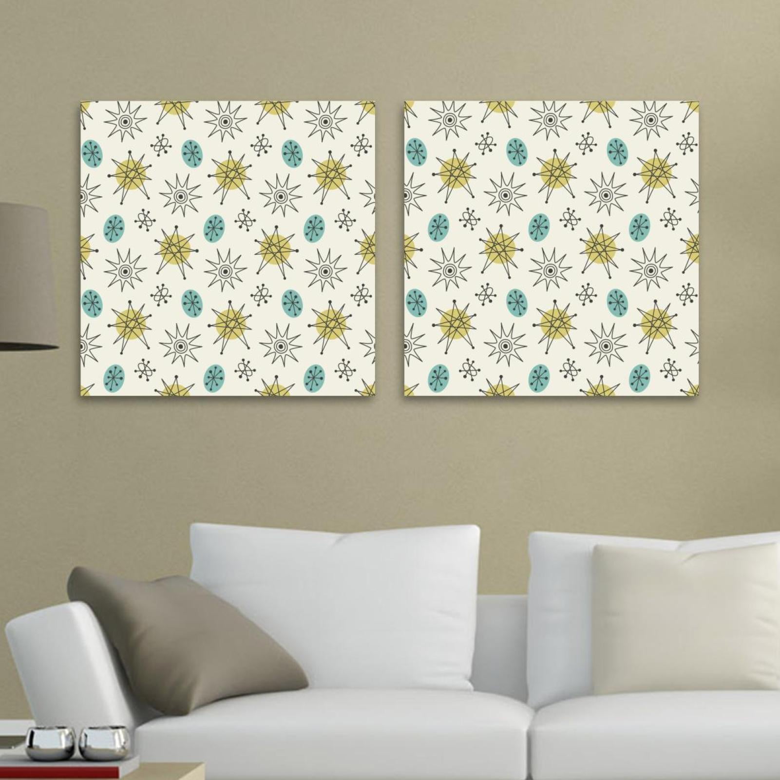 OWNSERIES Mid Century Geometric Pattern Yellow Blue Pattern 2PC Canvas ...