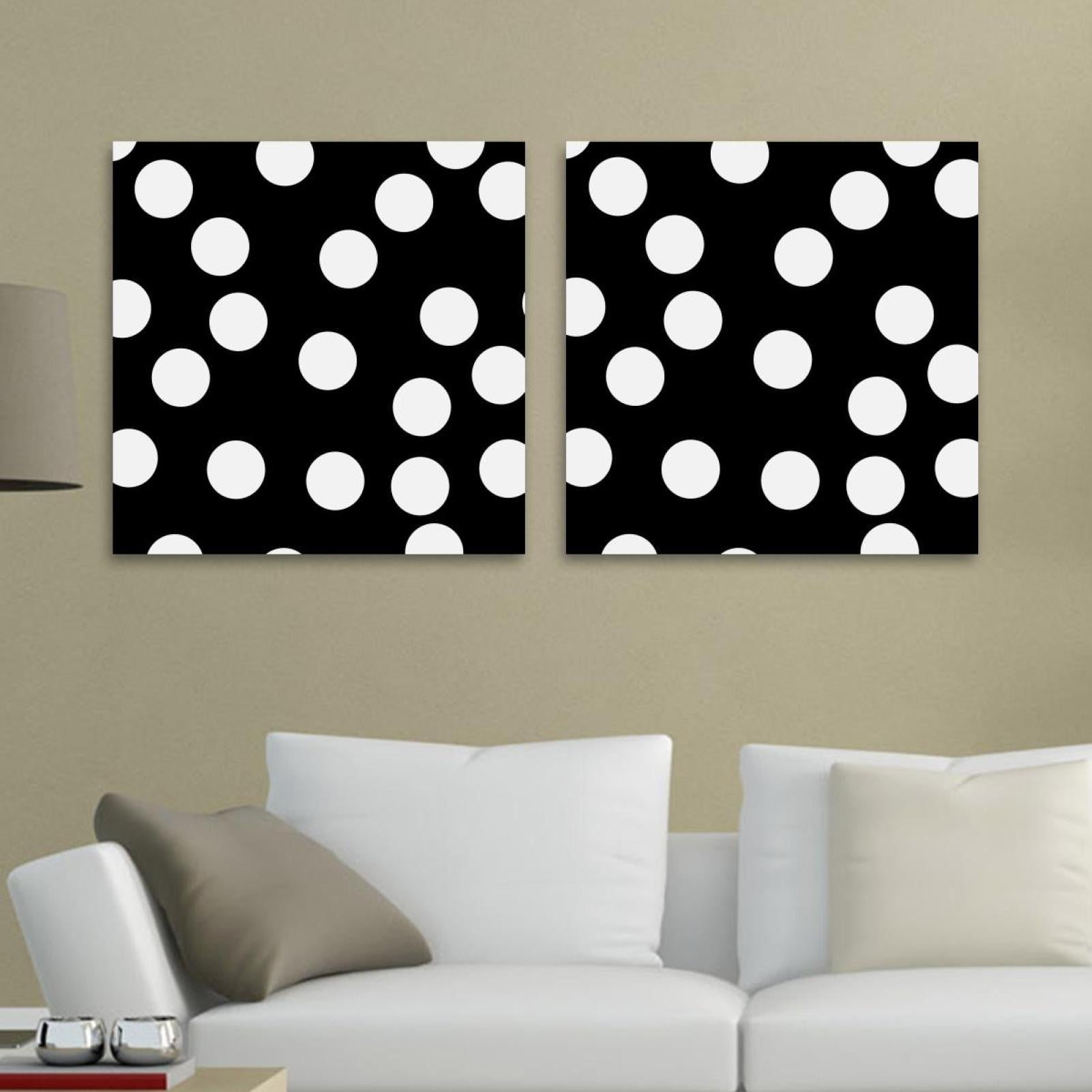OWNSERIES Moderen White Black Polka Dot Pattern 2PC Canvas Wall Art ...