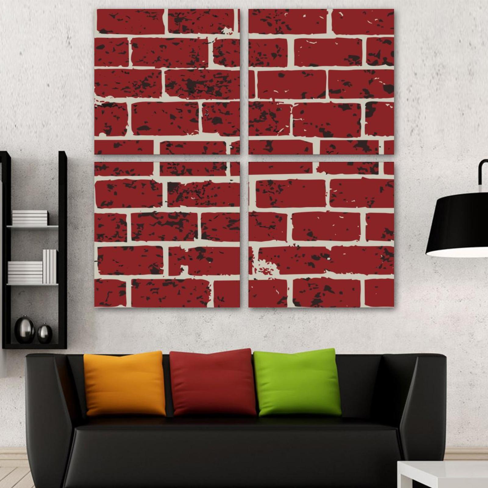 OWNSERIES Modern Brick Tile Wall Pattern 4PC Frameless Canvas Wall Art Paintings for Living Room ...