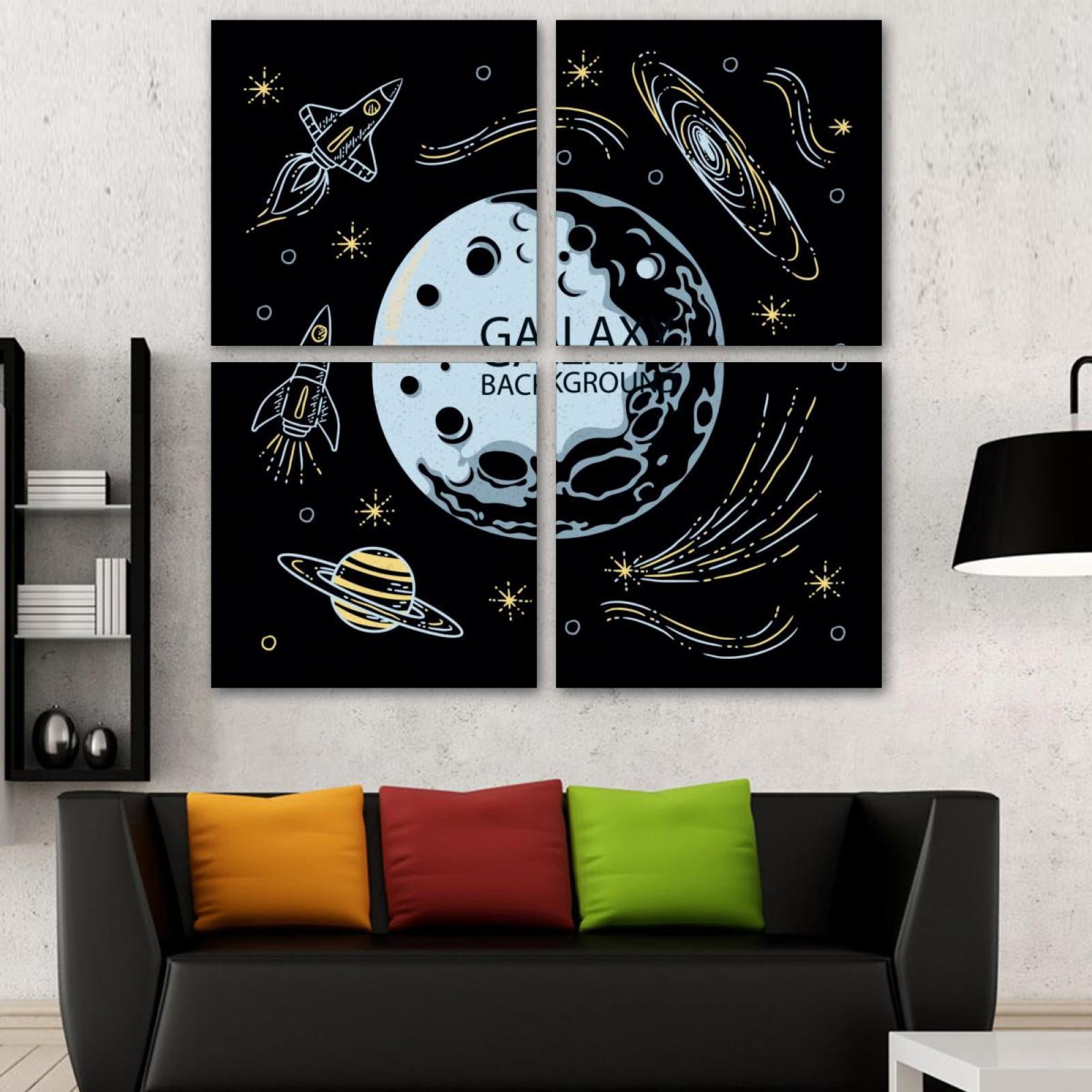 OWNSERIES Modern Galaxy Background Pattern 4PC Frameless Canvas Wall ...