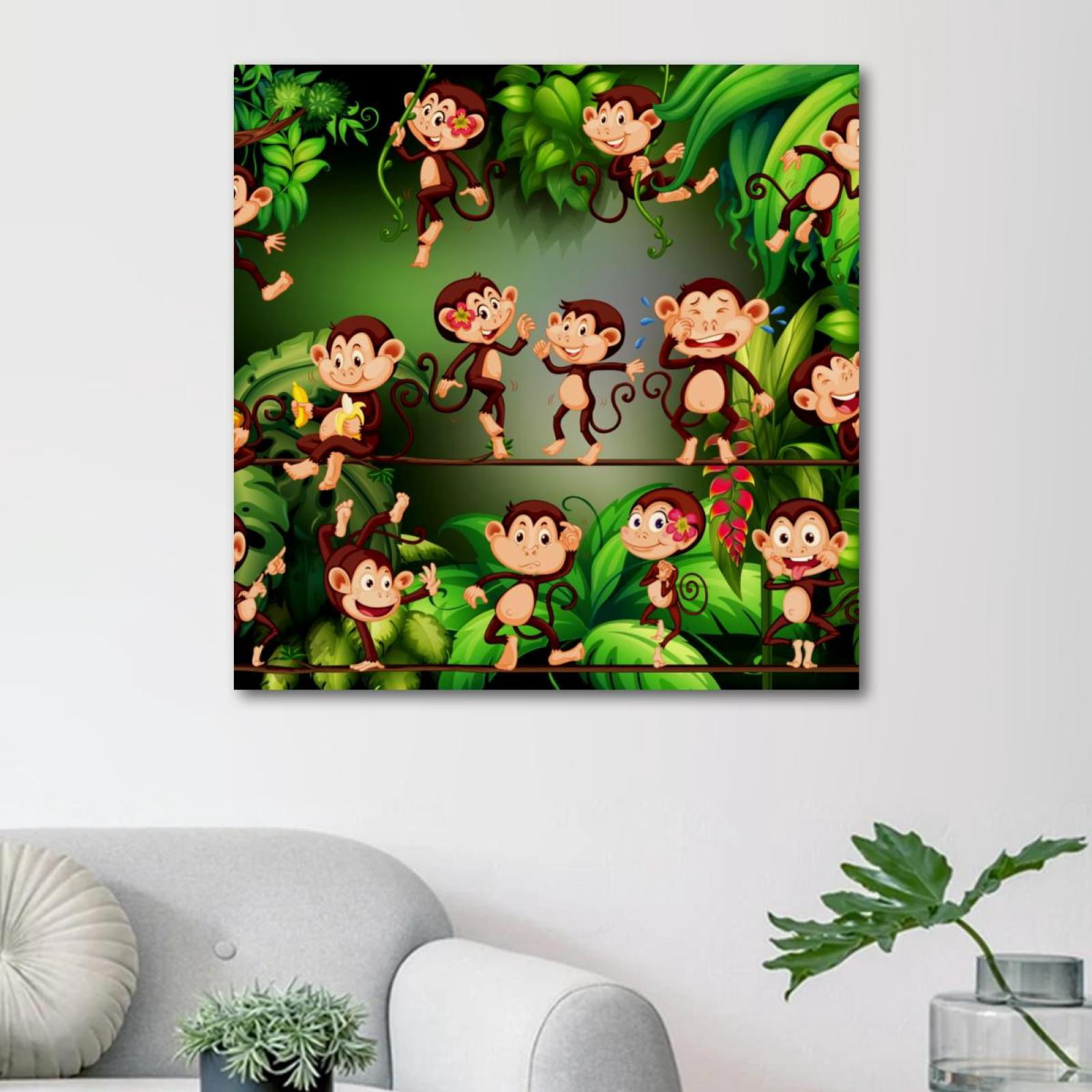 OWNSERIES Monkey Animal Pattern Canvas Wall Art Paintings for Living ...