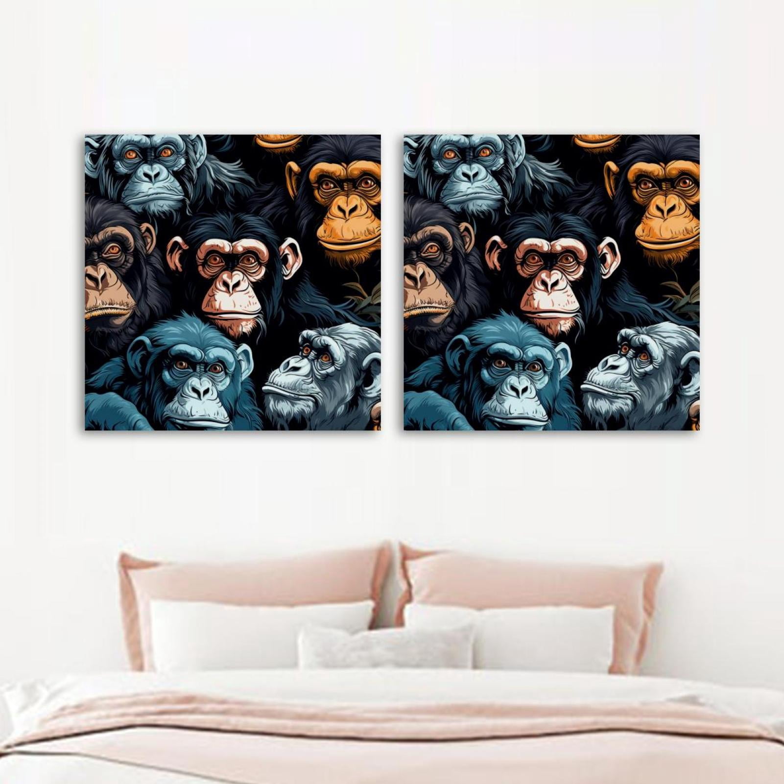 OWNSERIES Monkey Pattern Pattern 2PC Canvas Wall Art Paintings for ...