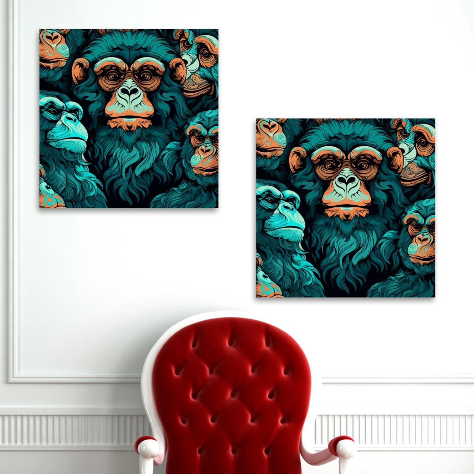 OWNSERIES Monkey Pattern 2PC Canvas Wall Art Paintings for Living Room ...