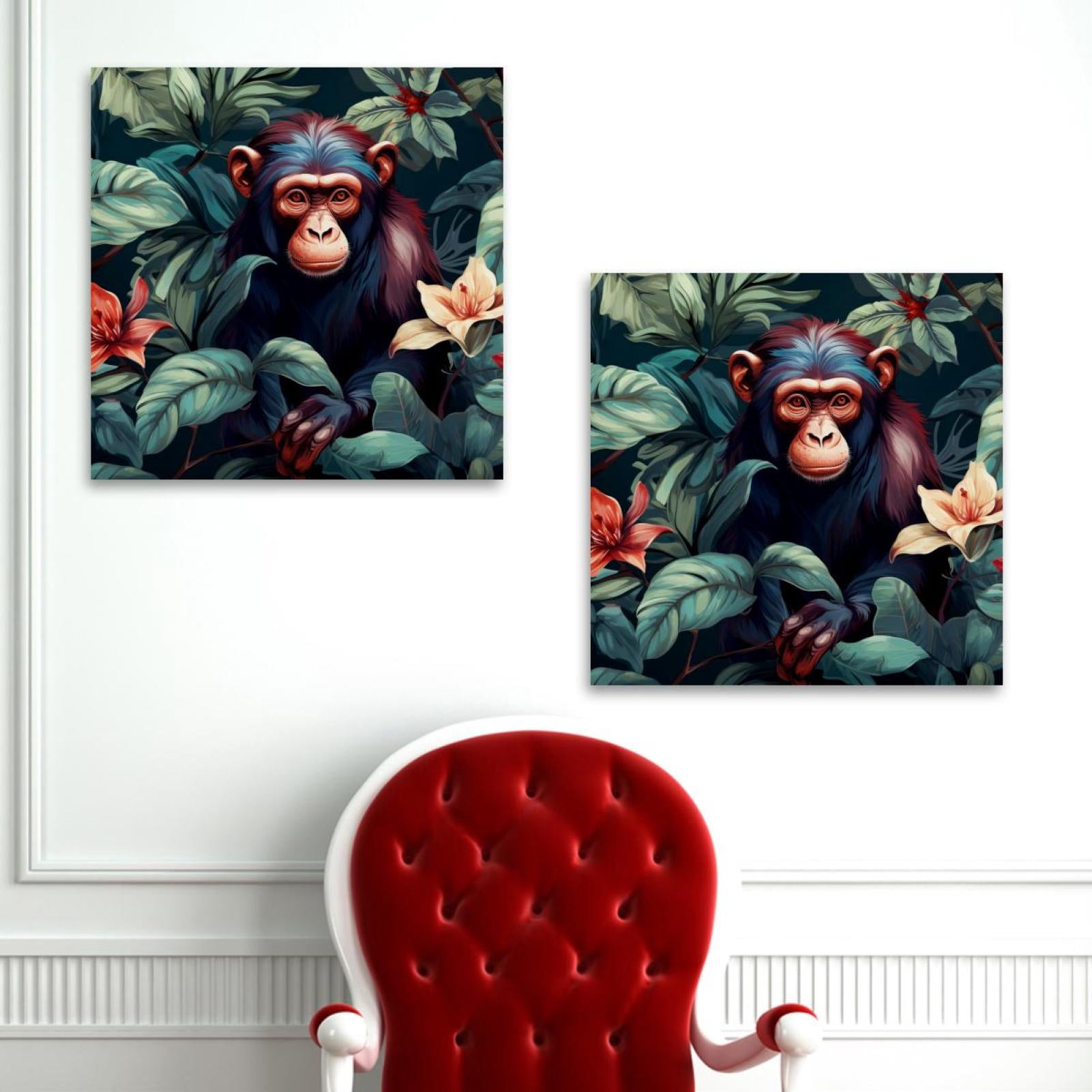 OWNSERIES Monkey Pattern 2PC Canvas Wall Art Paintings for Living Room ...