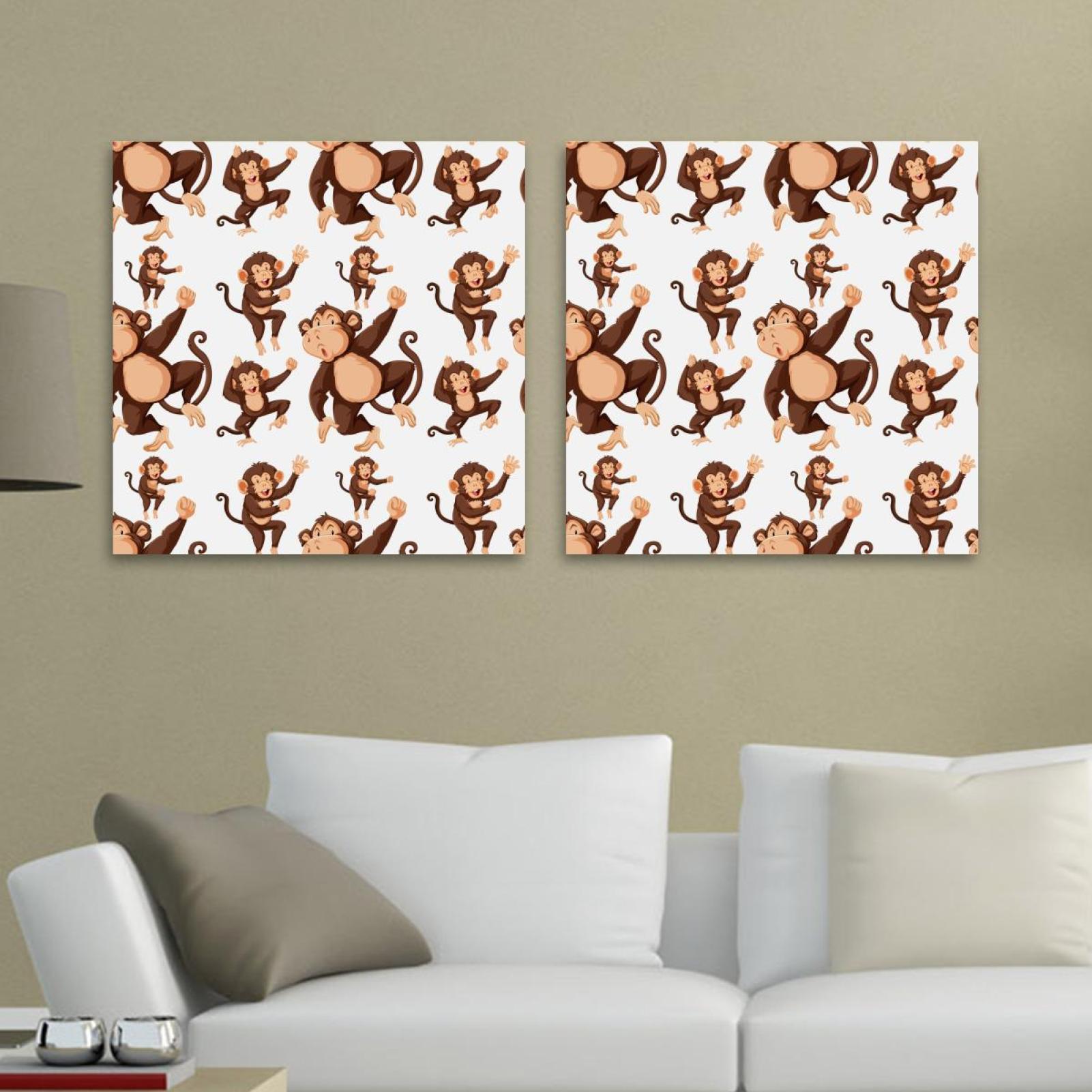 OWNSERIES Monkey Pattern 2PC Canvas Wall Art Paintings for Living Room ...