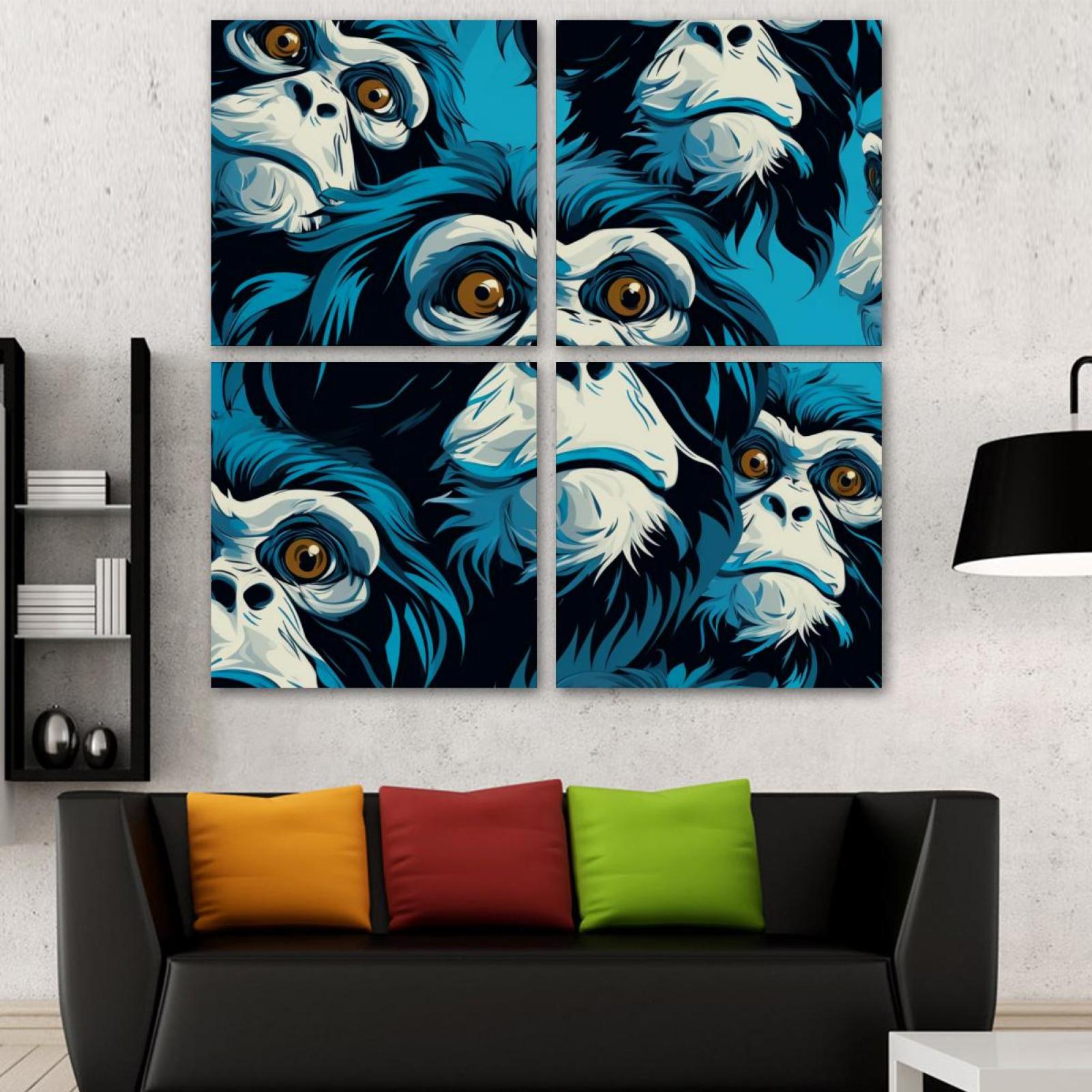 OWNSERIES Monkey Pattern Pattern 4PC Frameless Canvas Wall Art ...
