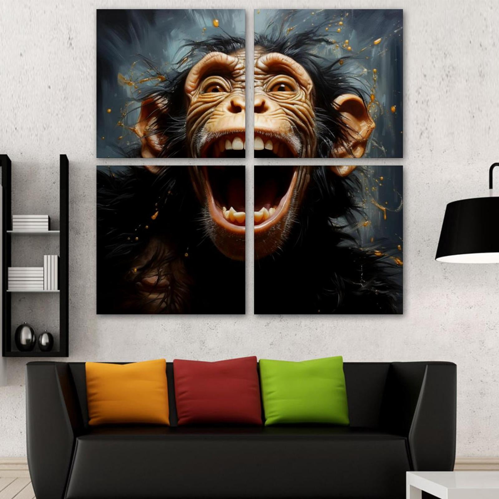 OWNSERIES Monkey Pattern Pattern 4PC Frameless Canvas Wall Art ...
