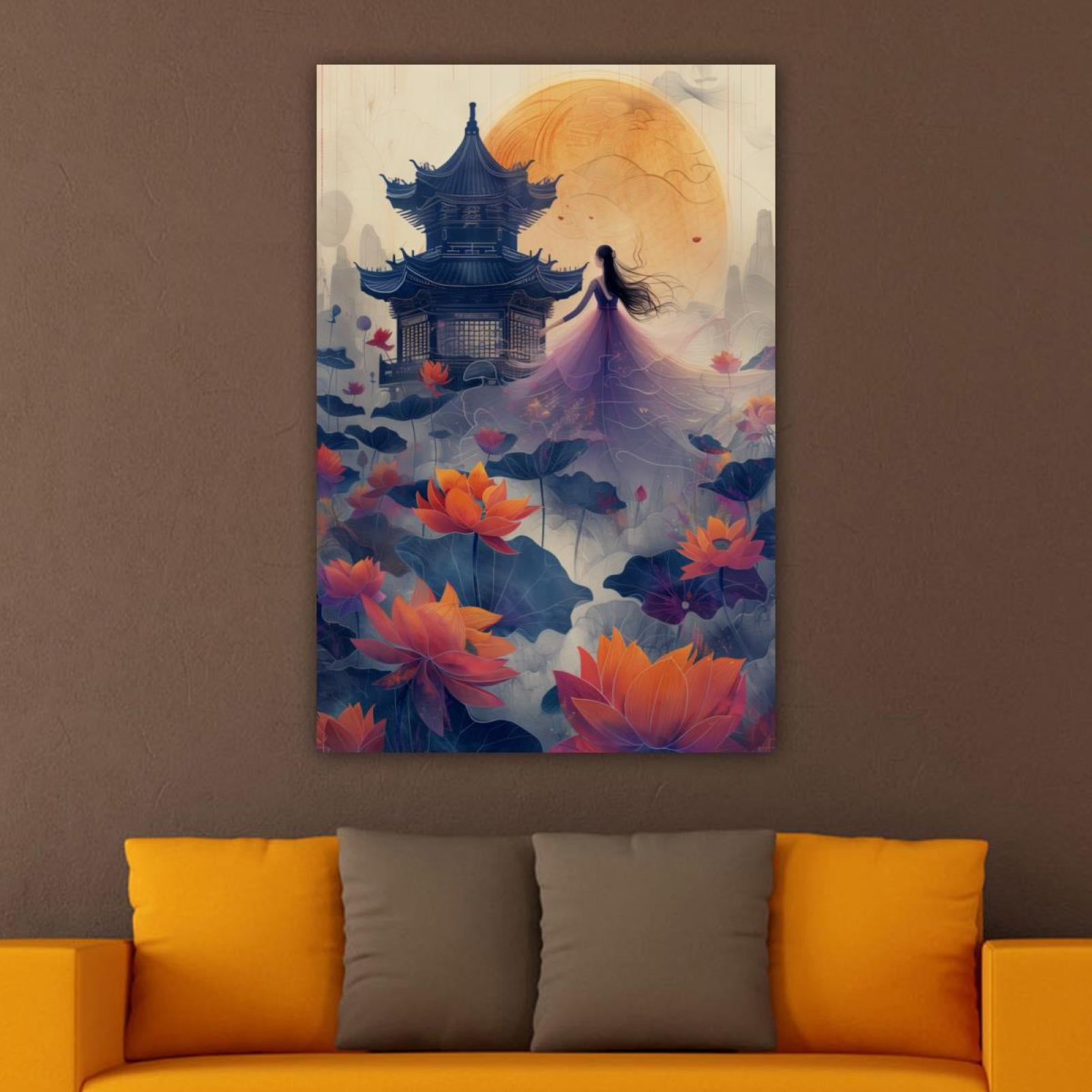 OWNSERIES Moonlight over Lotus Pond Pattern Canvas Wall Art Paintings ...