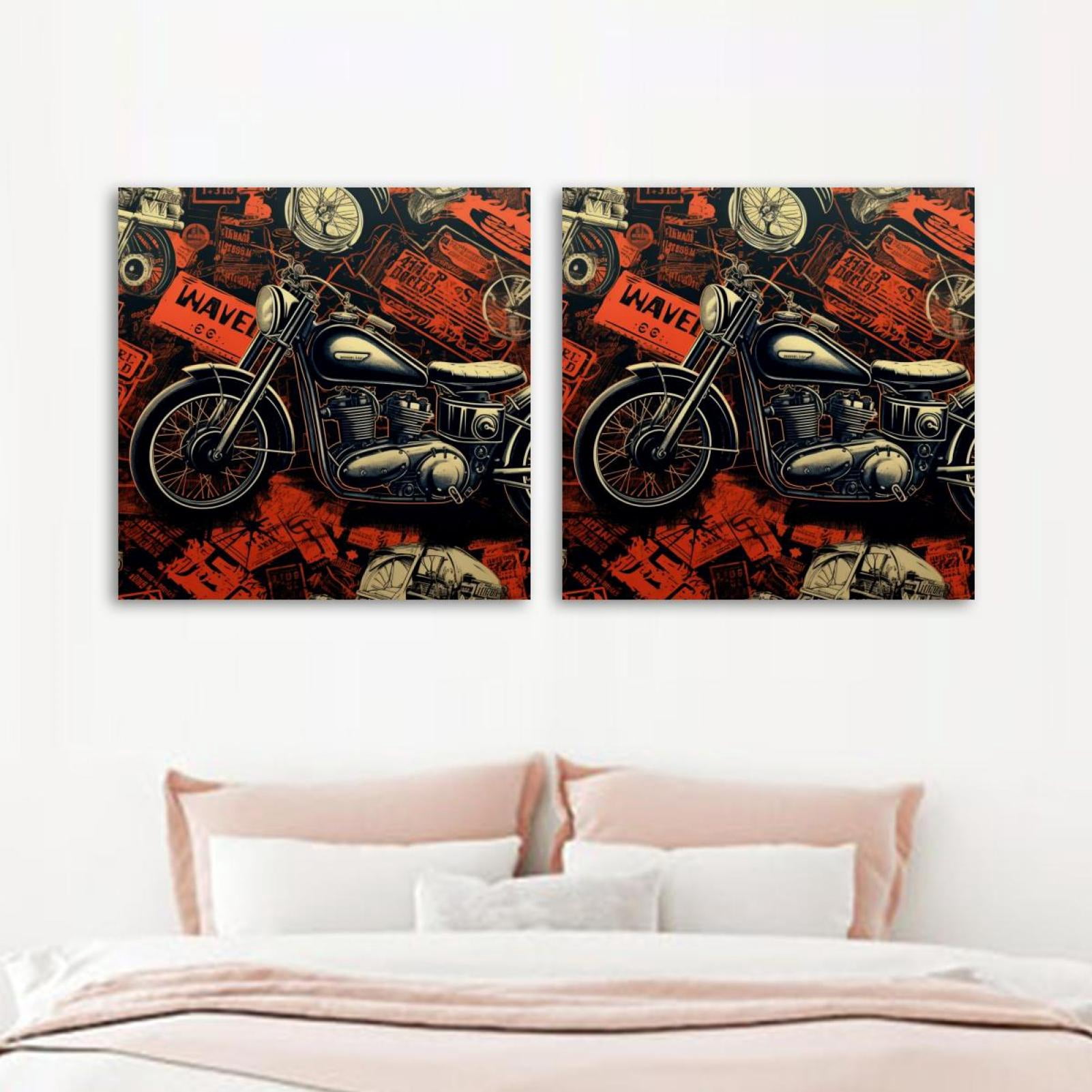 OWNSERIES Motorcycle Pattern 2PC Canvas Wall Art Paintings for Living ...