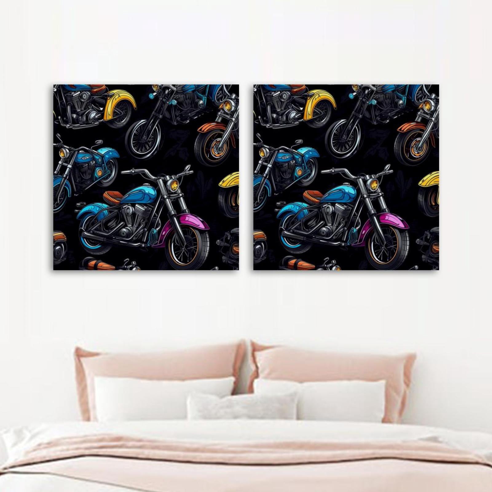 OWNSERIES Motorcycle Pattern 2PC Canvas Wall Art Paintings for Living ...