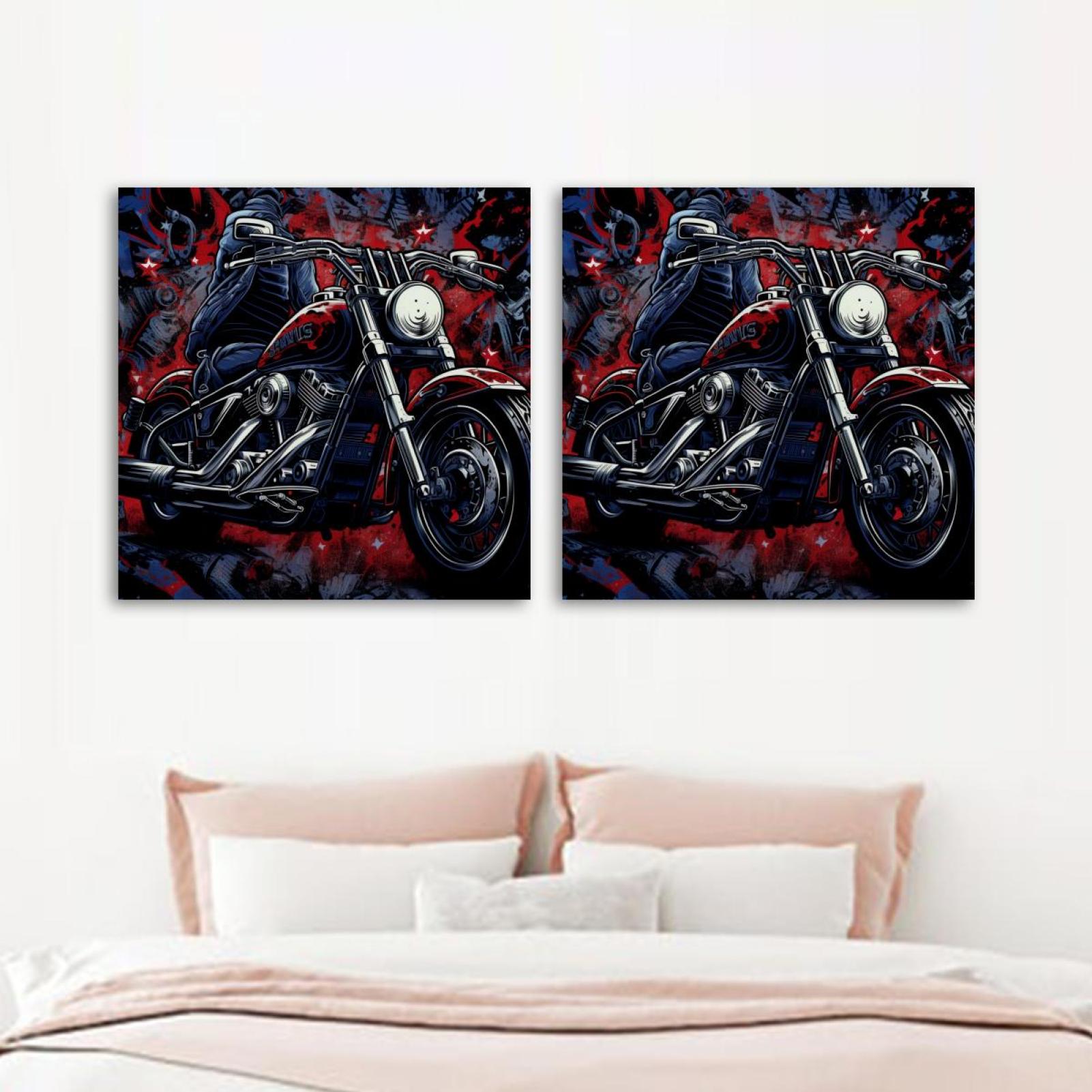 OWNSERIES Motorcycle Pattern 2PC Canvas Wall Art Paintings for Living ...