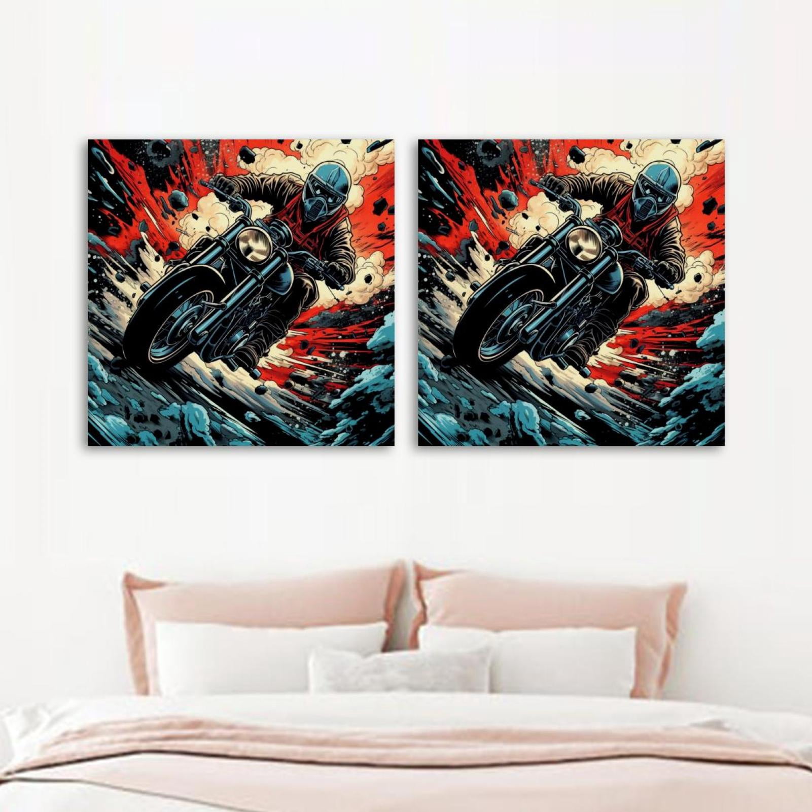 OWNSERIES Motorcycle Pattern 2PC Canvas Wall Art Paintings for Living ...
