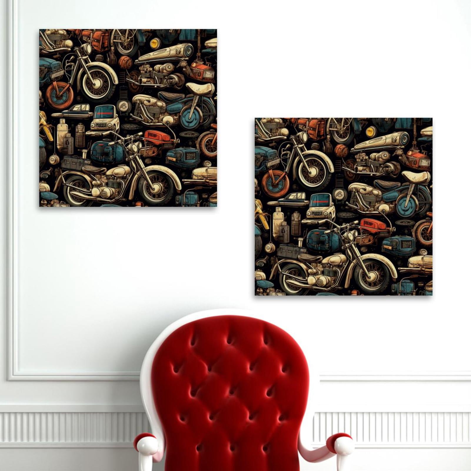 OWNSERIES Motorcycle Pattern 2PC Canvas Wall Art Paintings for Living ...