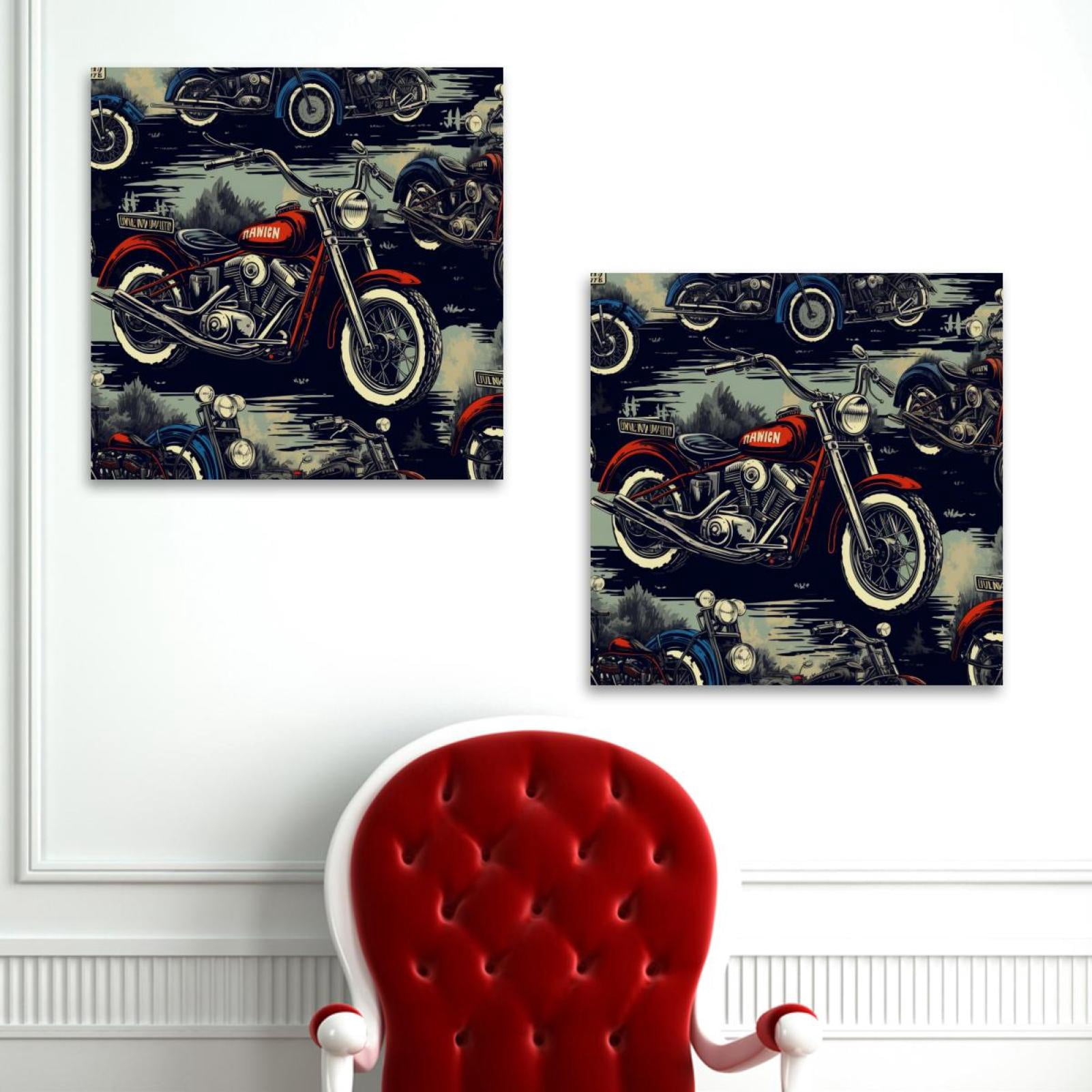 OWNSERIES Motorcycle Pattern 2PC Canvas Wall Art Paintings for Living ...
