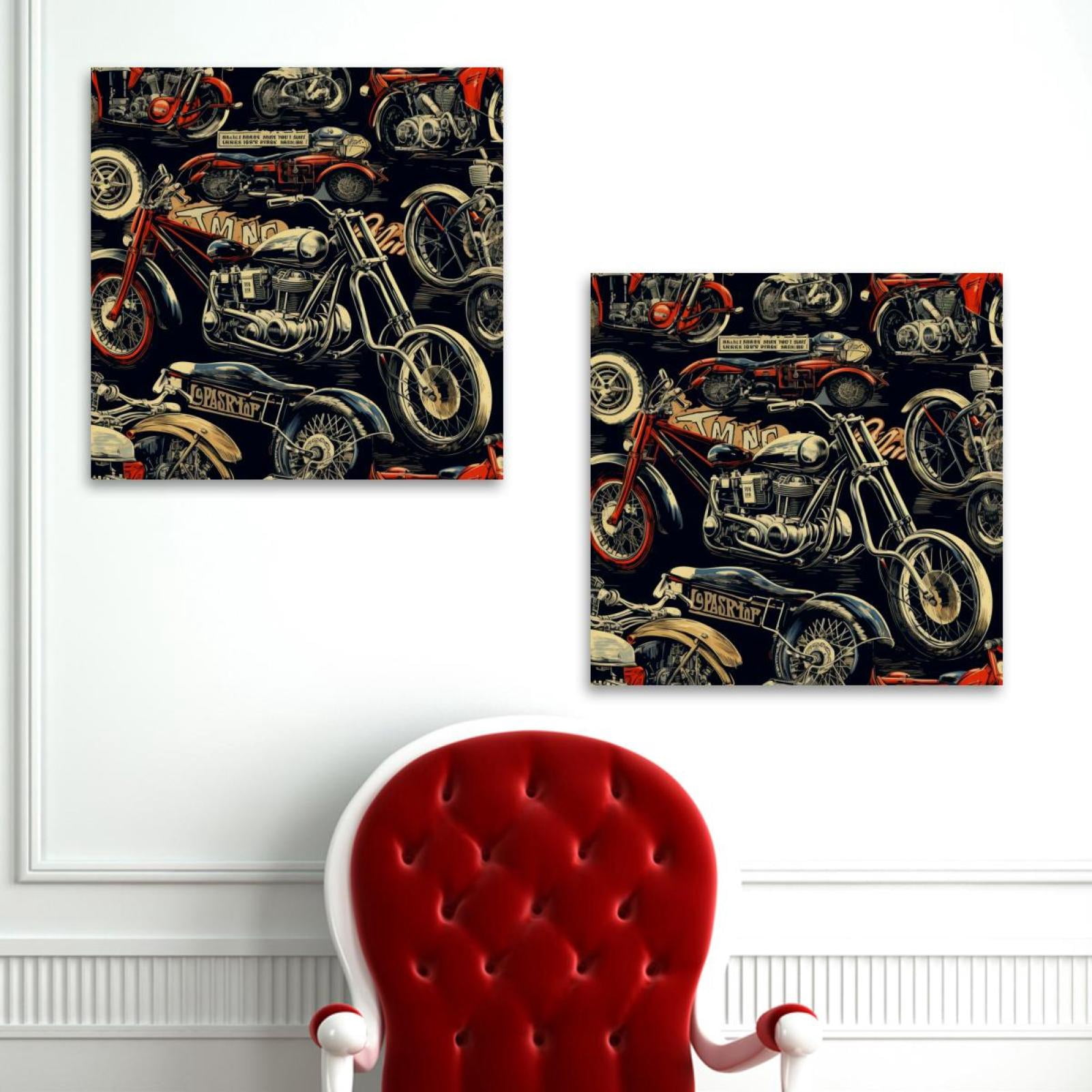 OWNSERIES Motorcycle Pattern 2PC Canvas Wall Art Paintings for Living ...