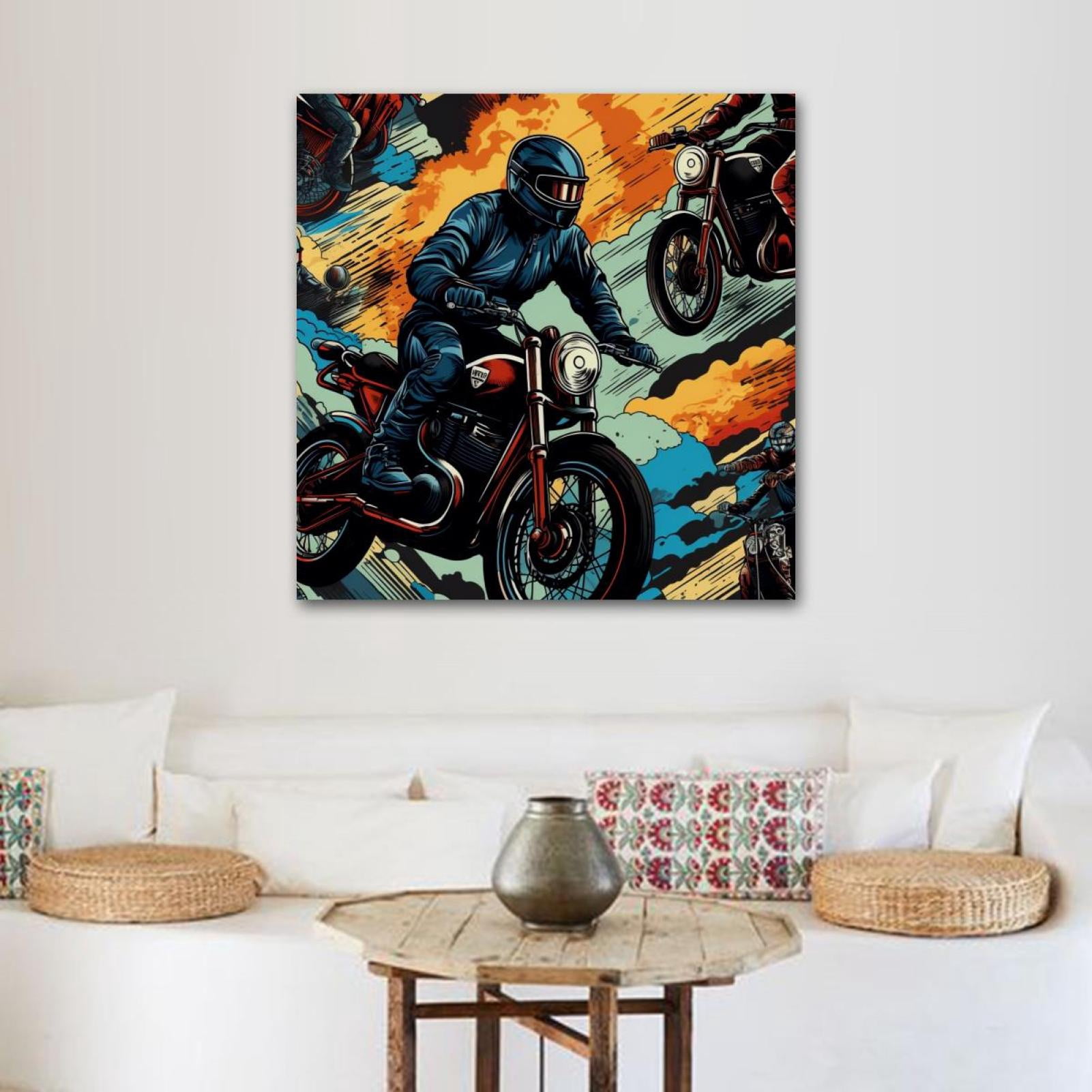OWNSERIES Motorcycle Pattern Canvas Wall Art Paintings for Living Room ...
