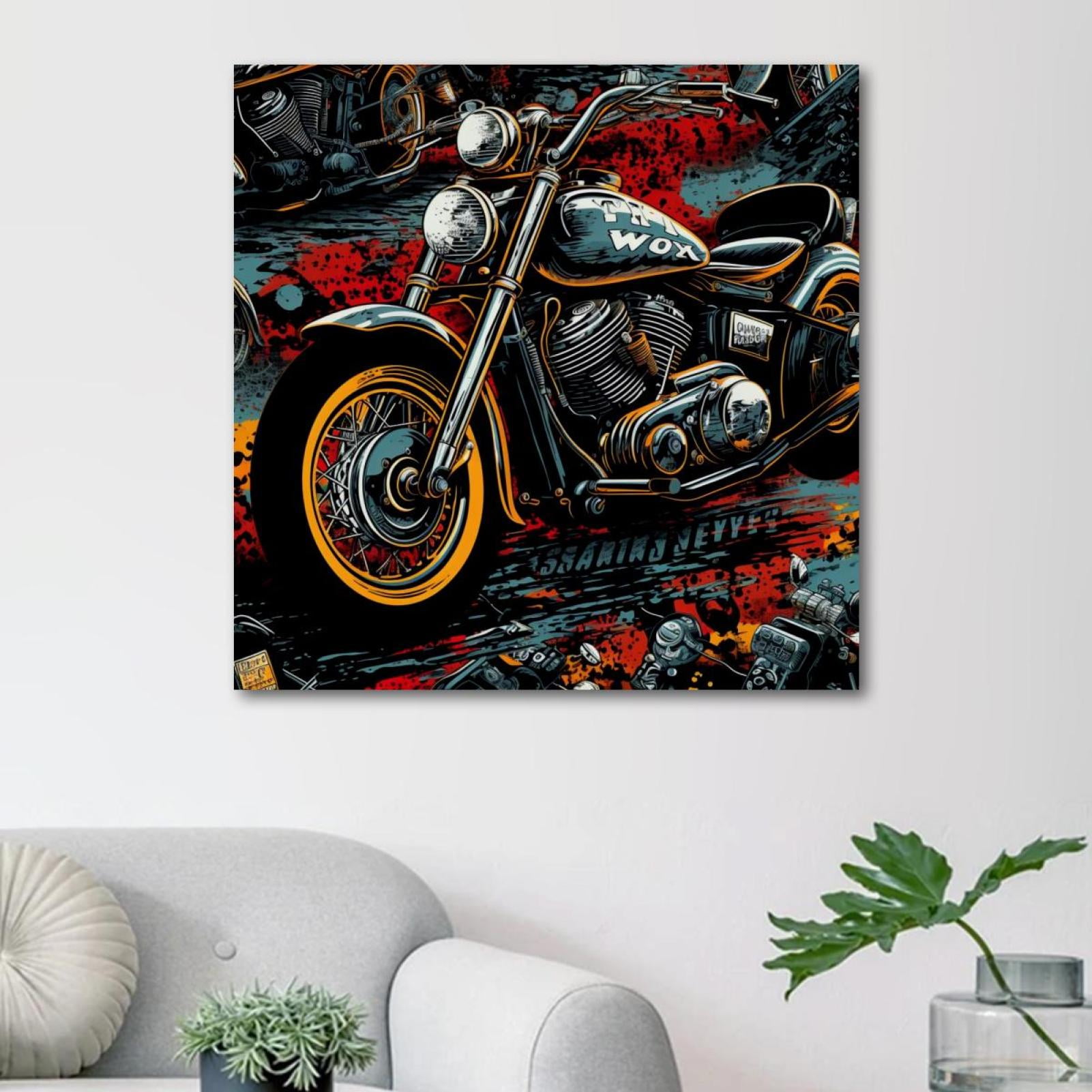 OWNSERIES Motorcycle Pattern Canvas Wall Art Paintings for Living Room ...