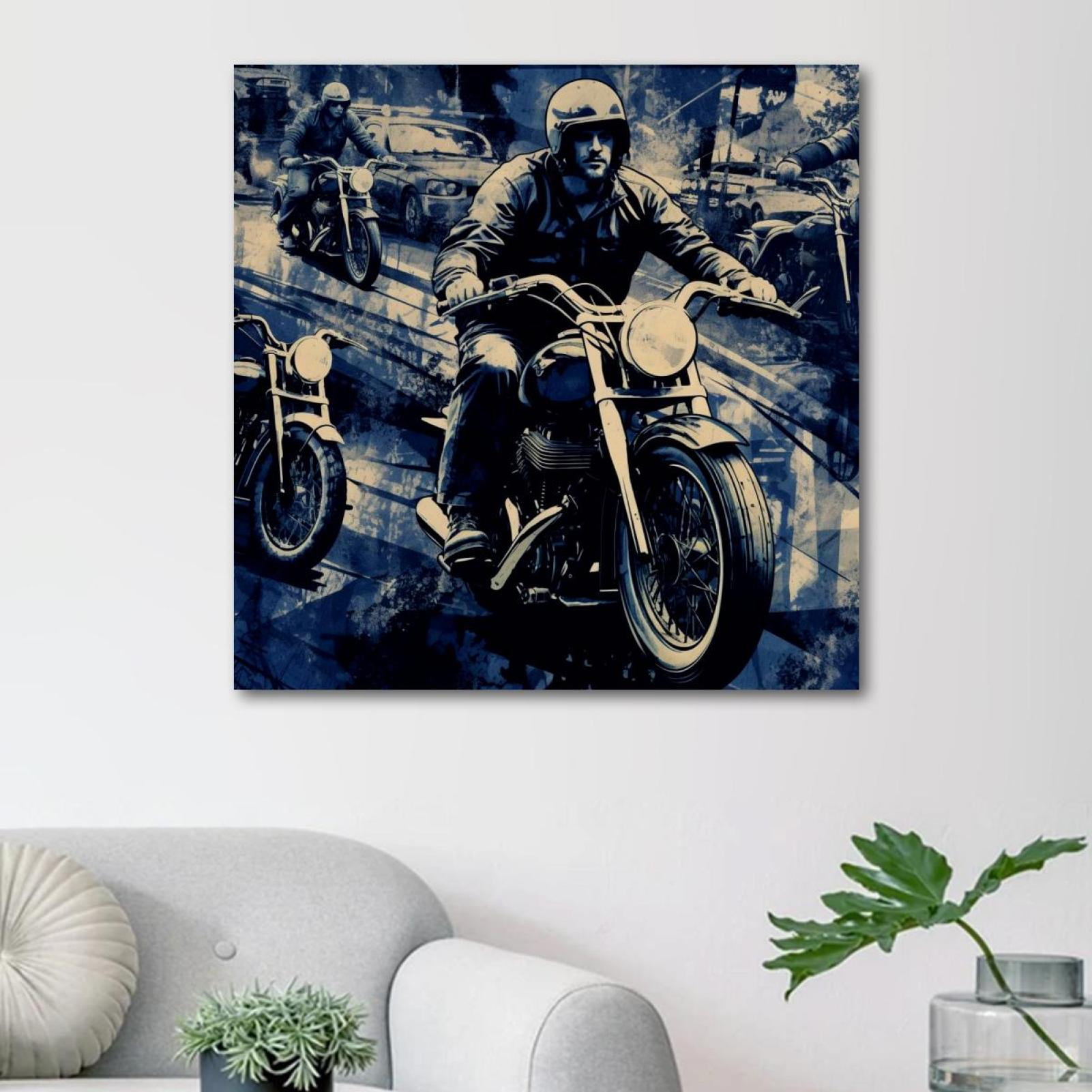 OWNSERIES Motorcycle Pattern Canvas Wall Art Paintings for Living Room ...