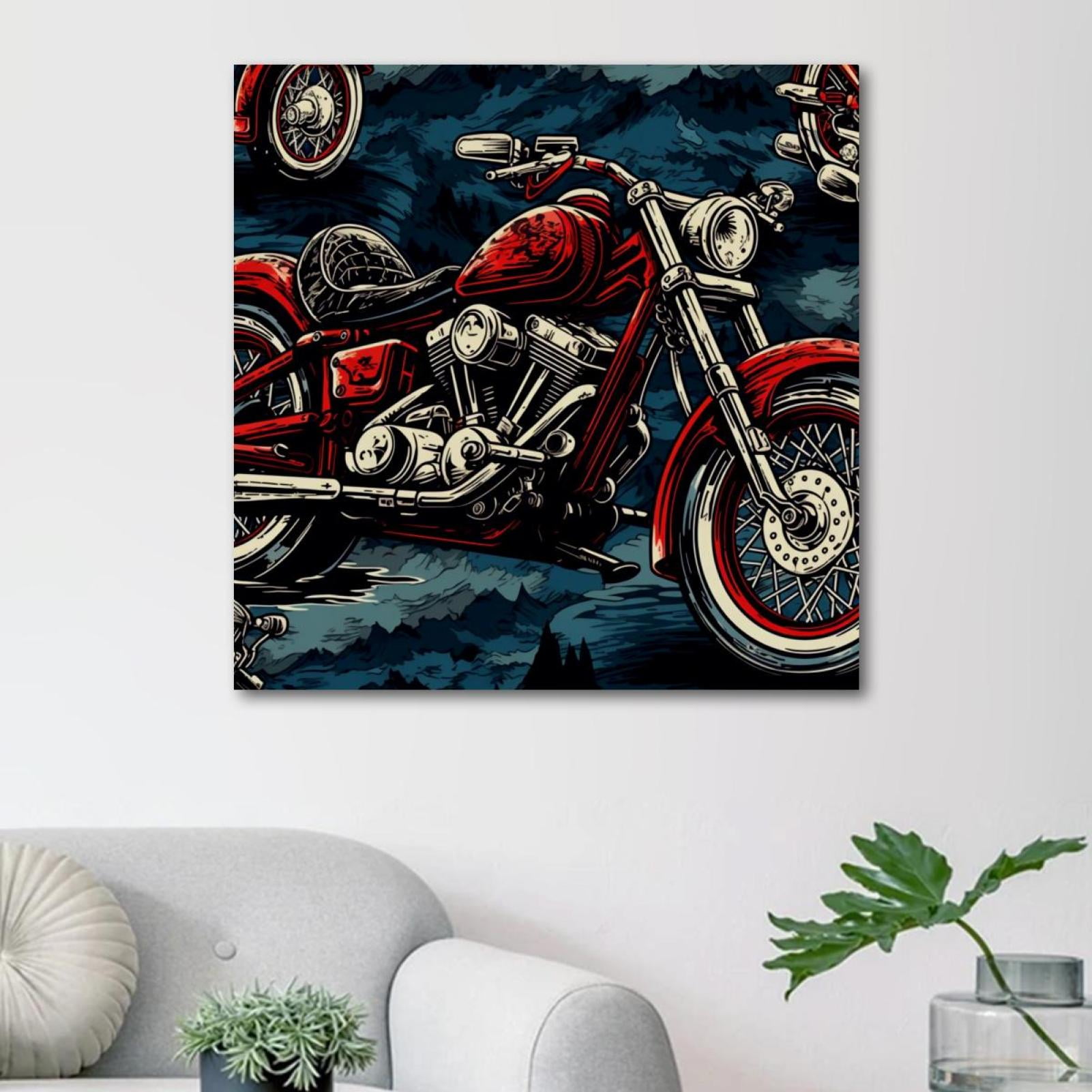 OWNSERIES Motorcycle Pattern Canvas Wall Art Paintings for Living Room ...