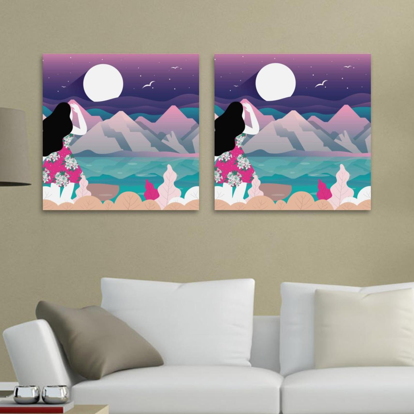 OWNSERIES Mountain Landscape First Person Print Pattern 2PC Canvas Wall ...