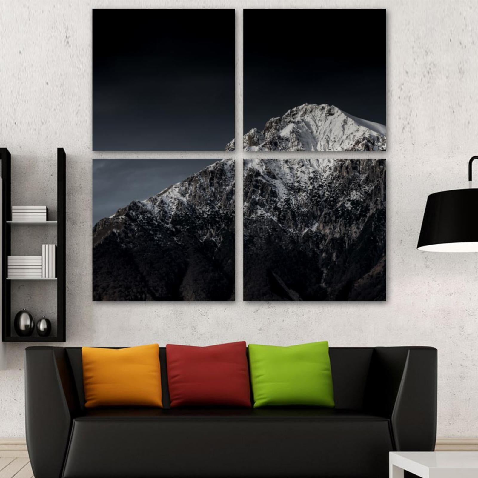 OWNSERIES Mountains Dark Sky Pattern 4PC Frameless Canvas Wall Art ...