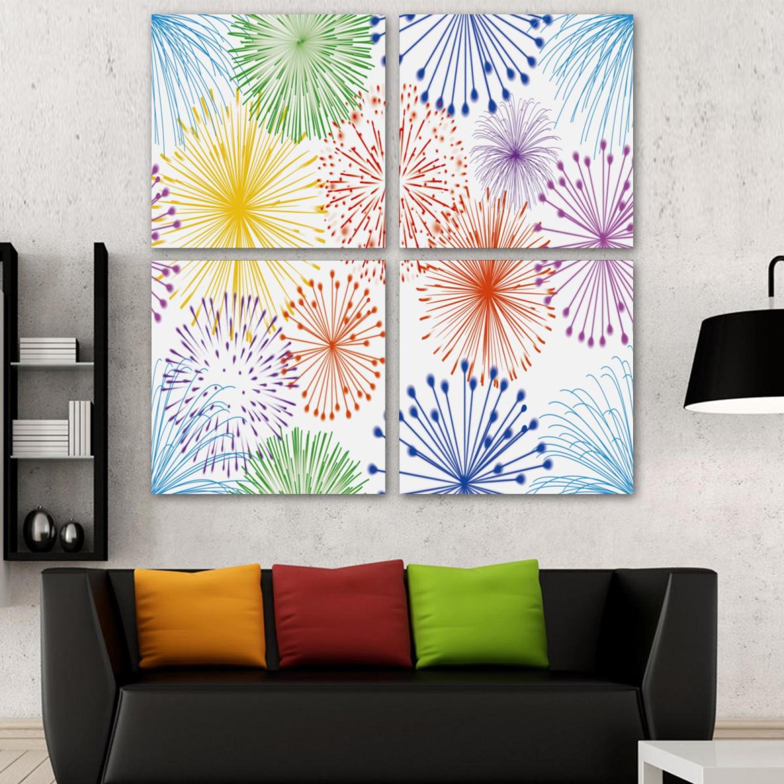 OWNSERIES Multicolored Firework Celebration Pattern 4PC Frameless ...