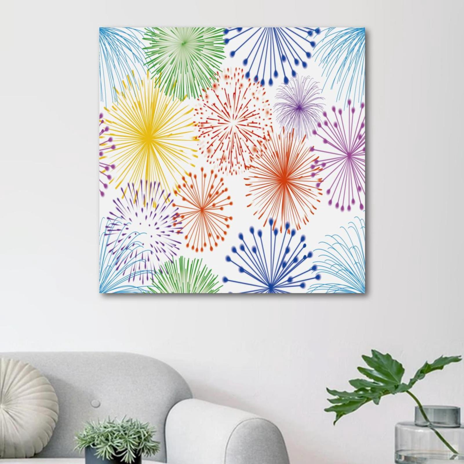 OWNSERIES Multicolored Firework Celebration Pattern Canvas Wall Art ...