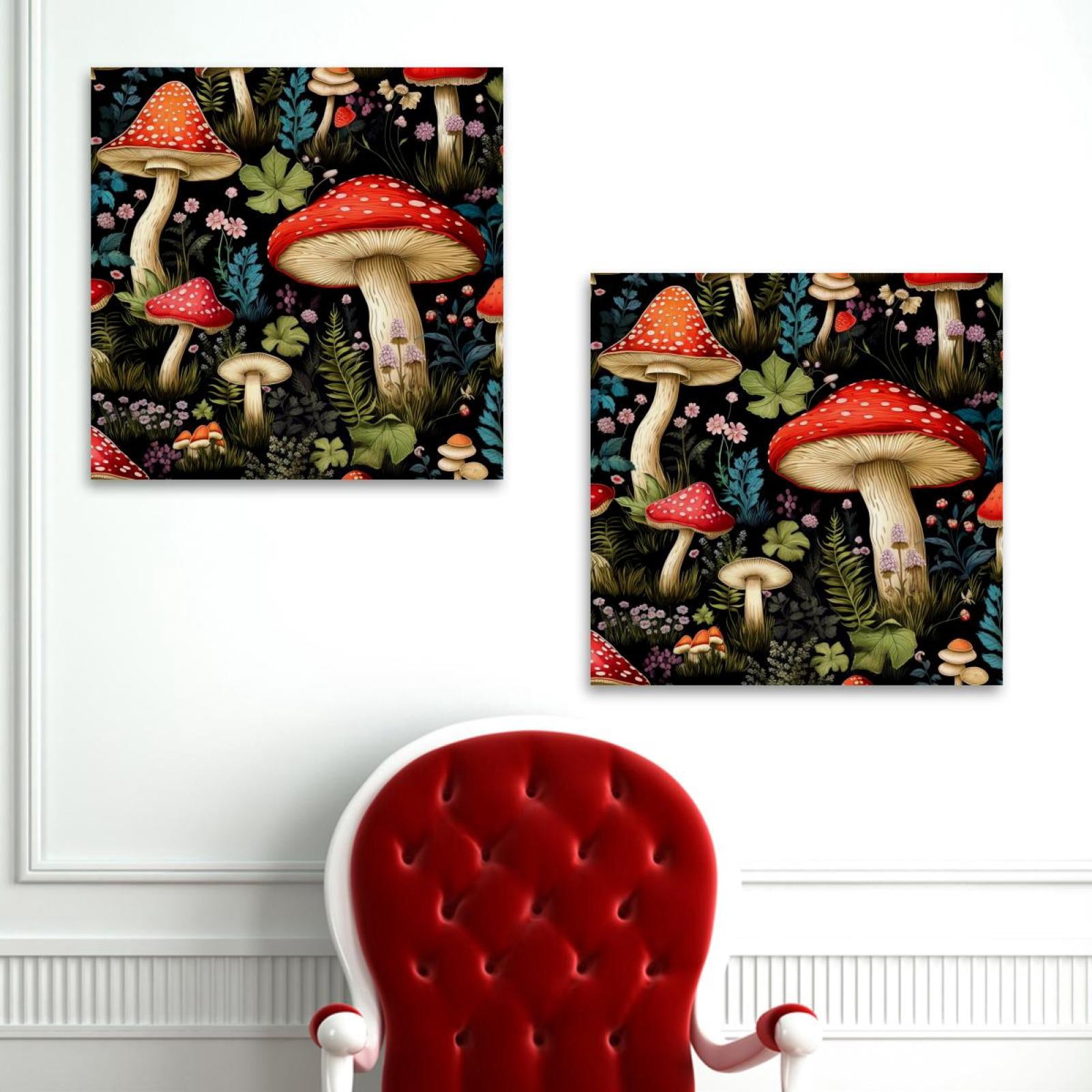 OWNSERIES Mushroom Pattern 2PC Canvas Wall Art Paintings for Living ...