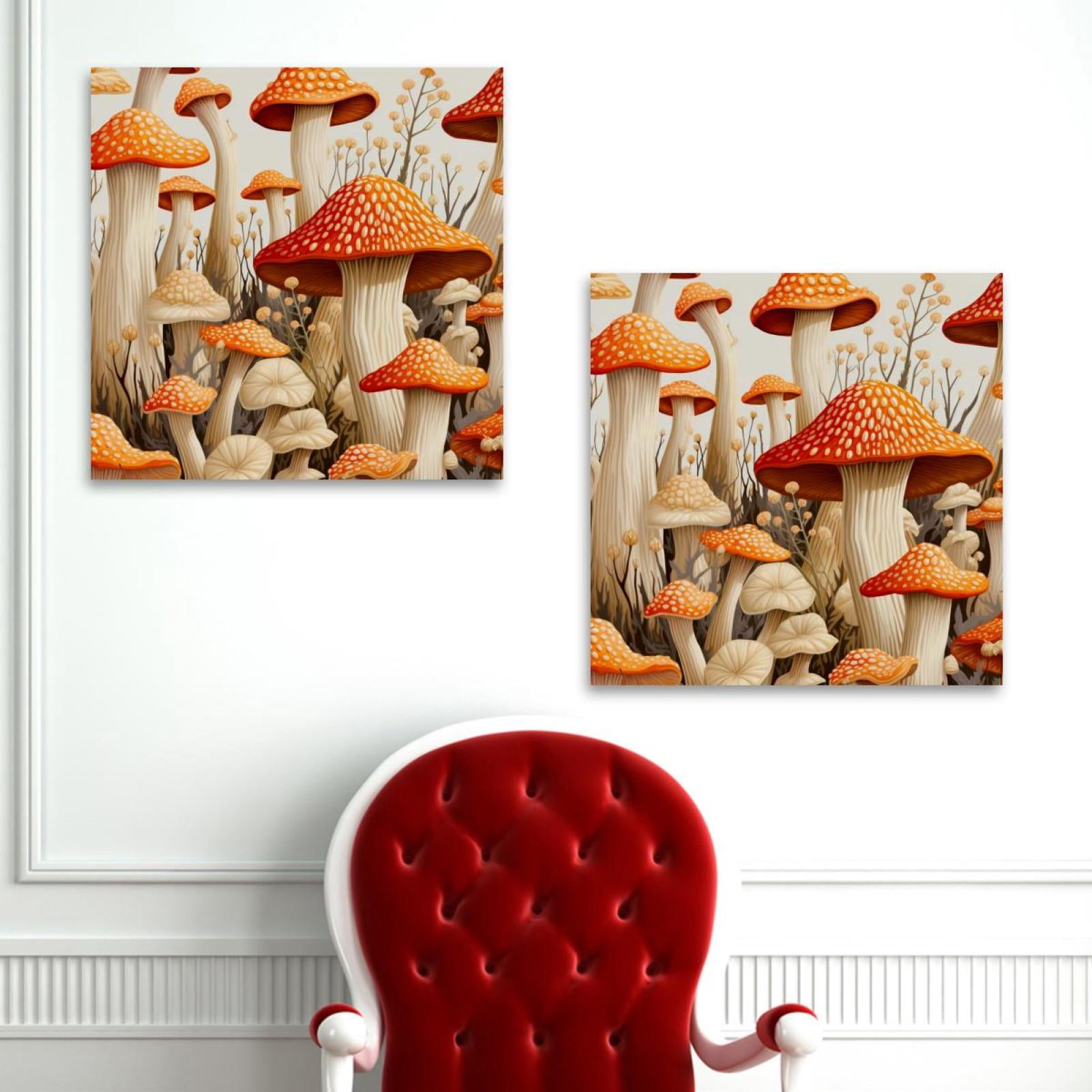 OWNSERIES Mushroom Pattern 2PC Canvas Wall Art Paintings for Living ...
