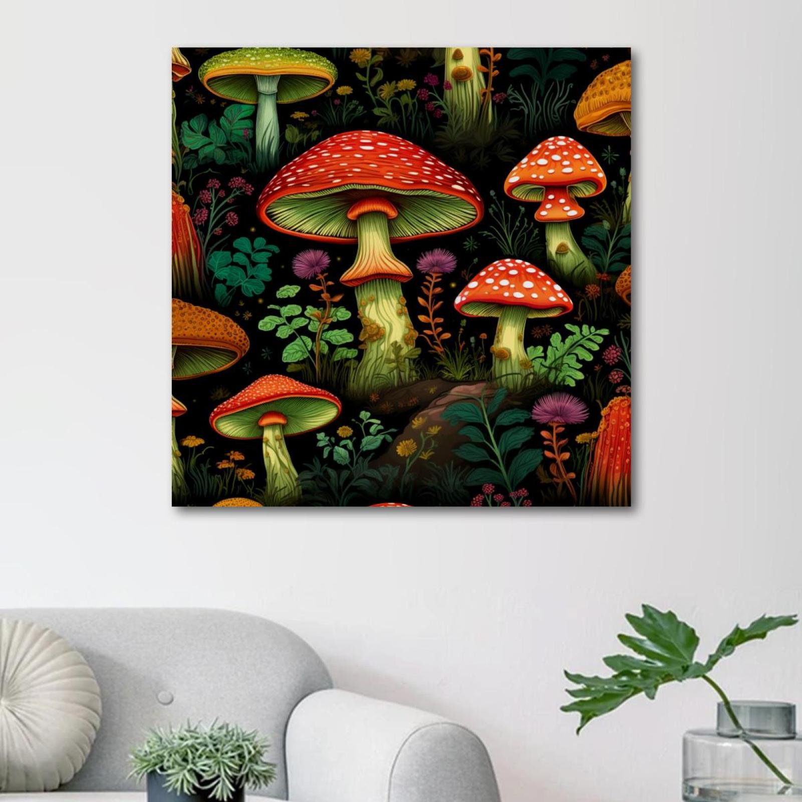 OWNSERIES Mushroom Pattern Canvas Wall Art Paintings for Living Room ...
