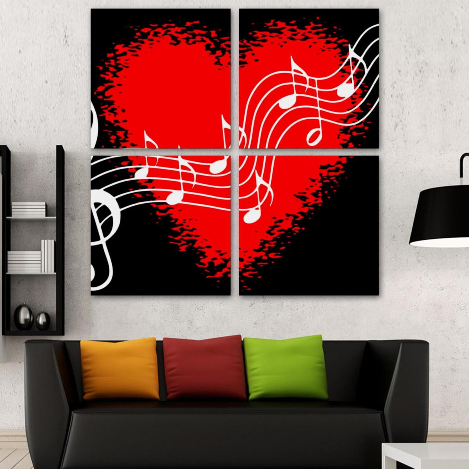 OWNSERIES Music Musical Note Melody Note Clef Pattern 4PC Frameless ...