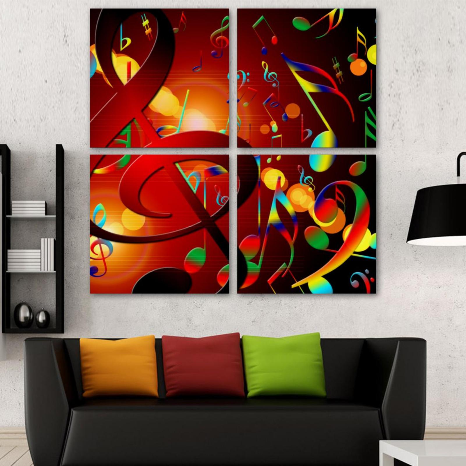 OWNSERIES Music Notation (2) Pattern 4PC Frameless Canvas Wall Art ...