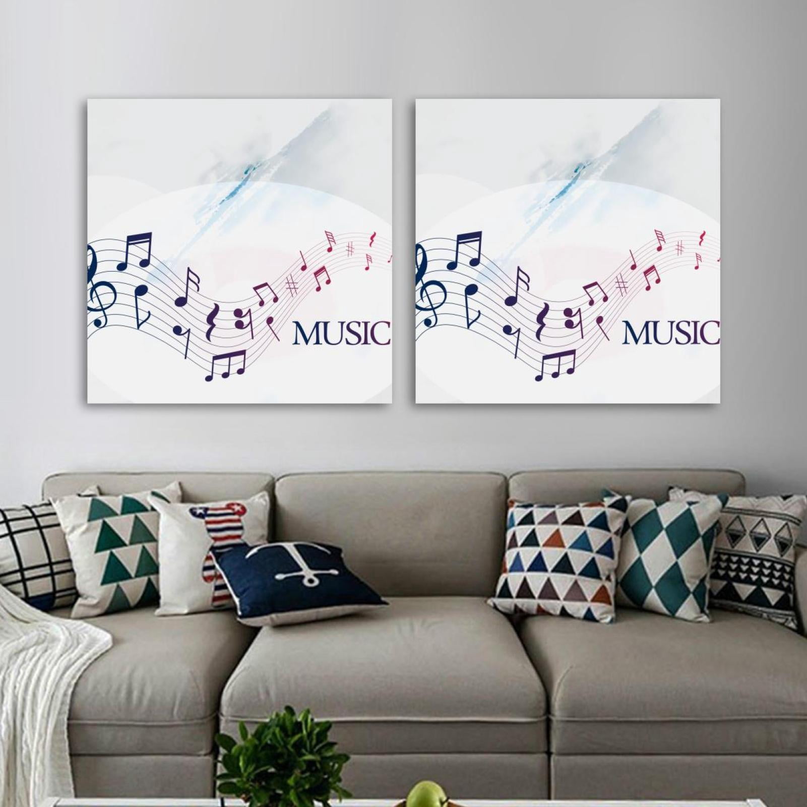 OWNSERIES Music Note Staff White Pattern 2PC Canvas Wall Art Paintings ...
