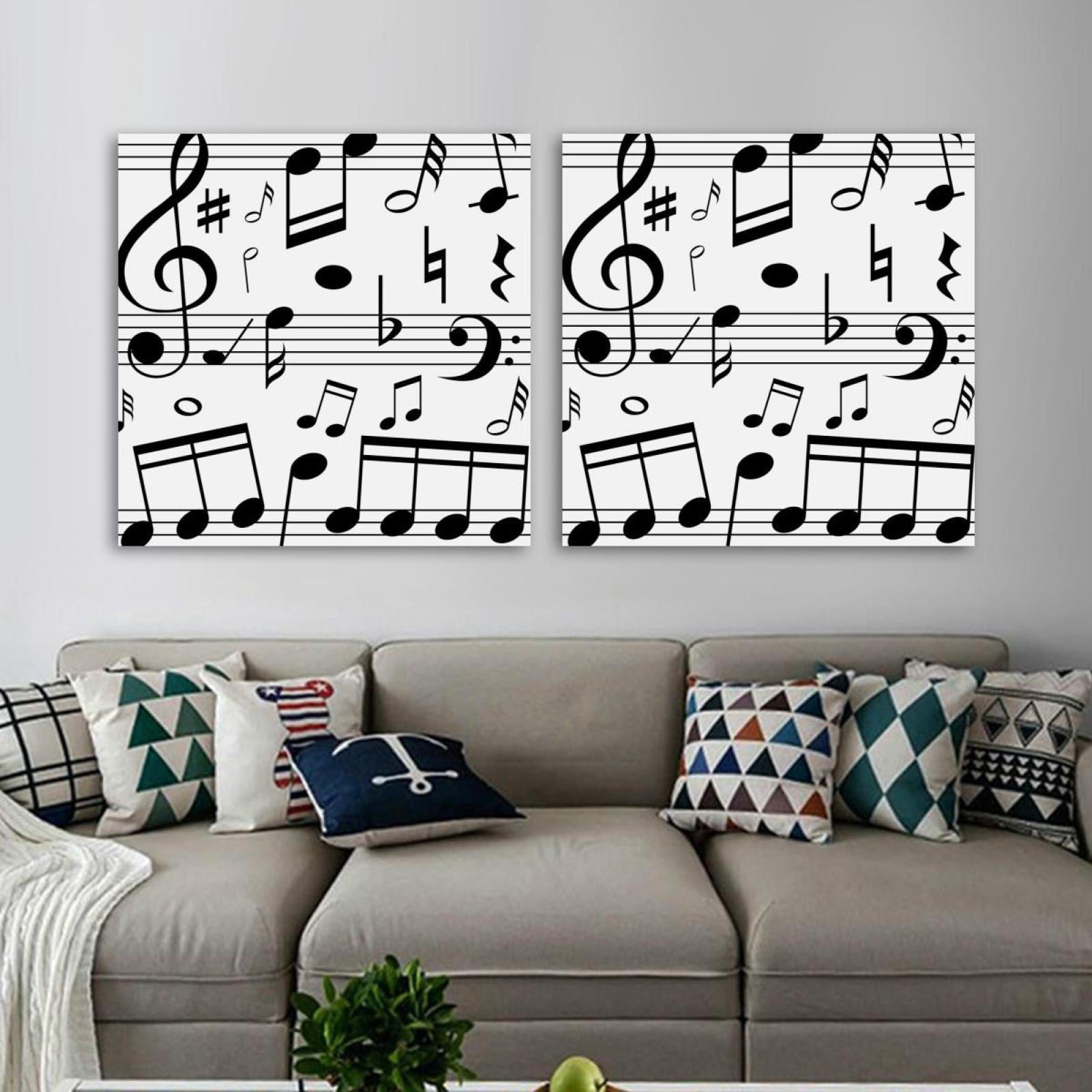 OWNSERIES Music Notes on Line Scales Pattern 2PC Canvas Wall Art ...
