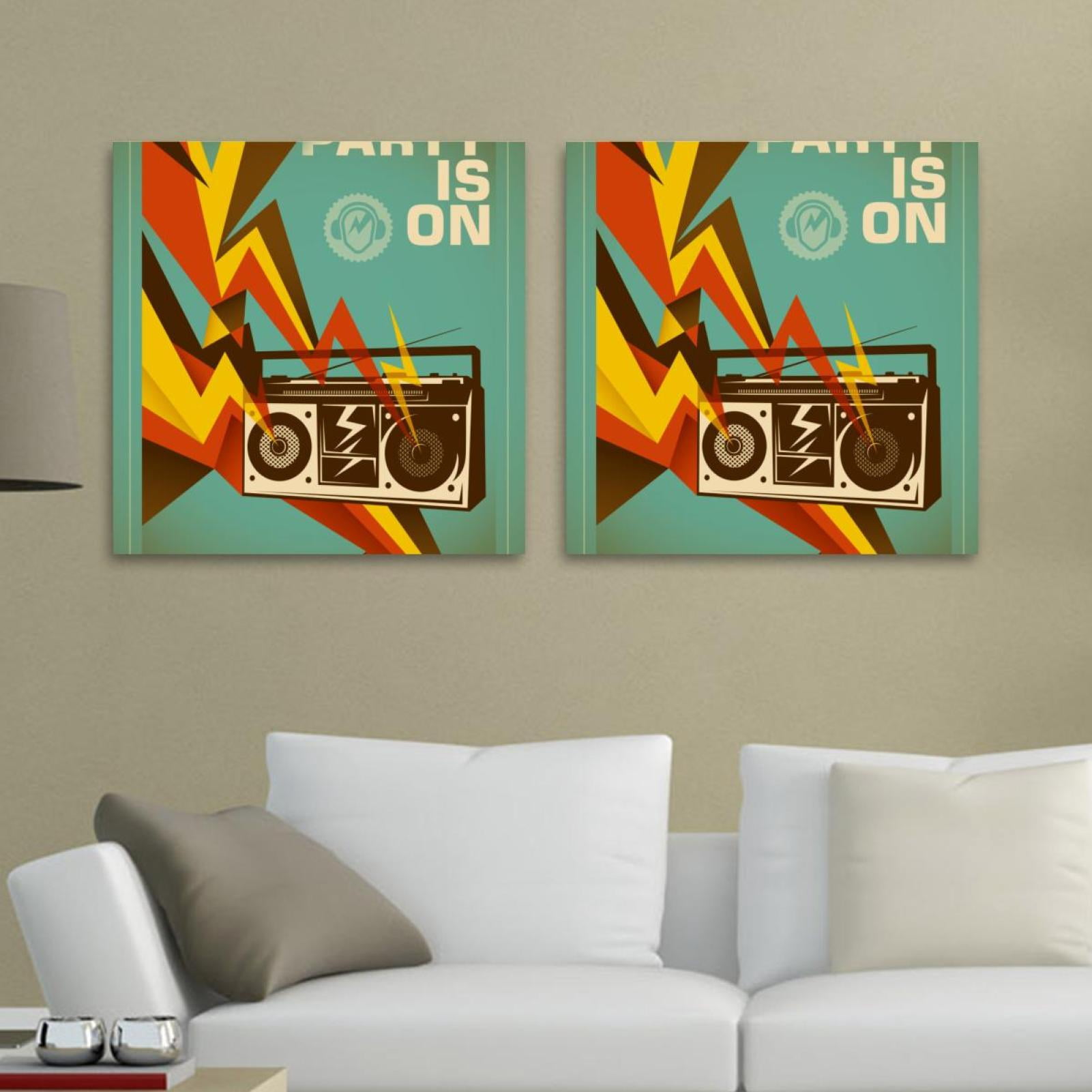 OWNSERIES Music Radio Retro Pattern 2PC Canvas Wall Art Paintings for ...