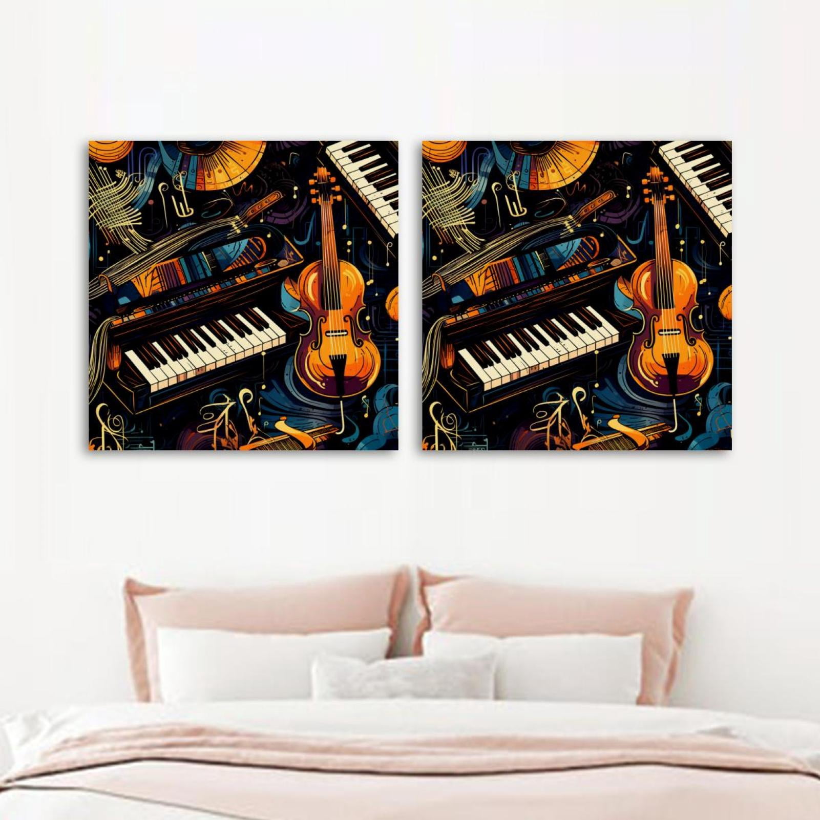 OWNSERIES Musical Instrument Pattern 2PC Canvas Wall Art Paintings for ...