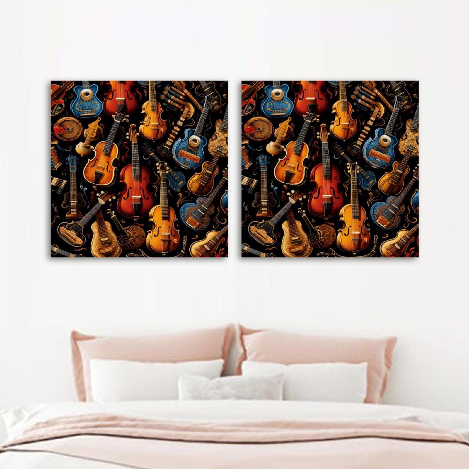 OWNSERIES Musical Instrument Pattern 2PC Canvas Wall Art Paintings for ...