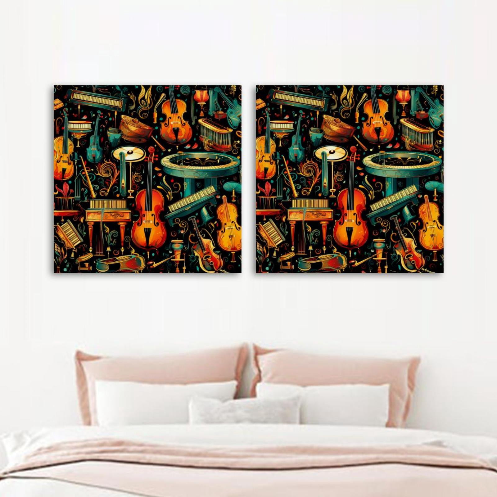OWNSERIES Musical Instrument Pattern 2PC Canvas Wall Art Paintings for ...
