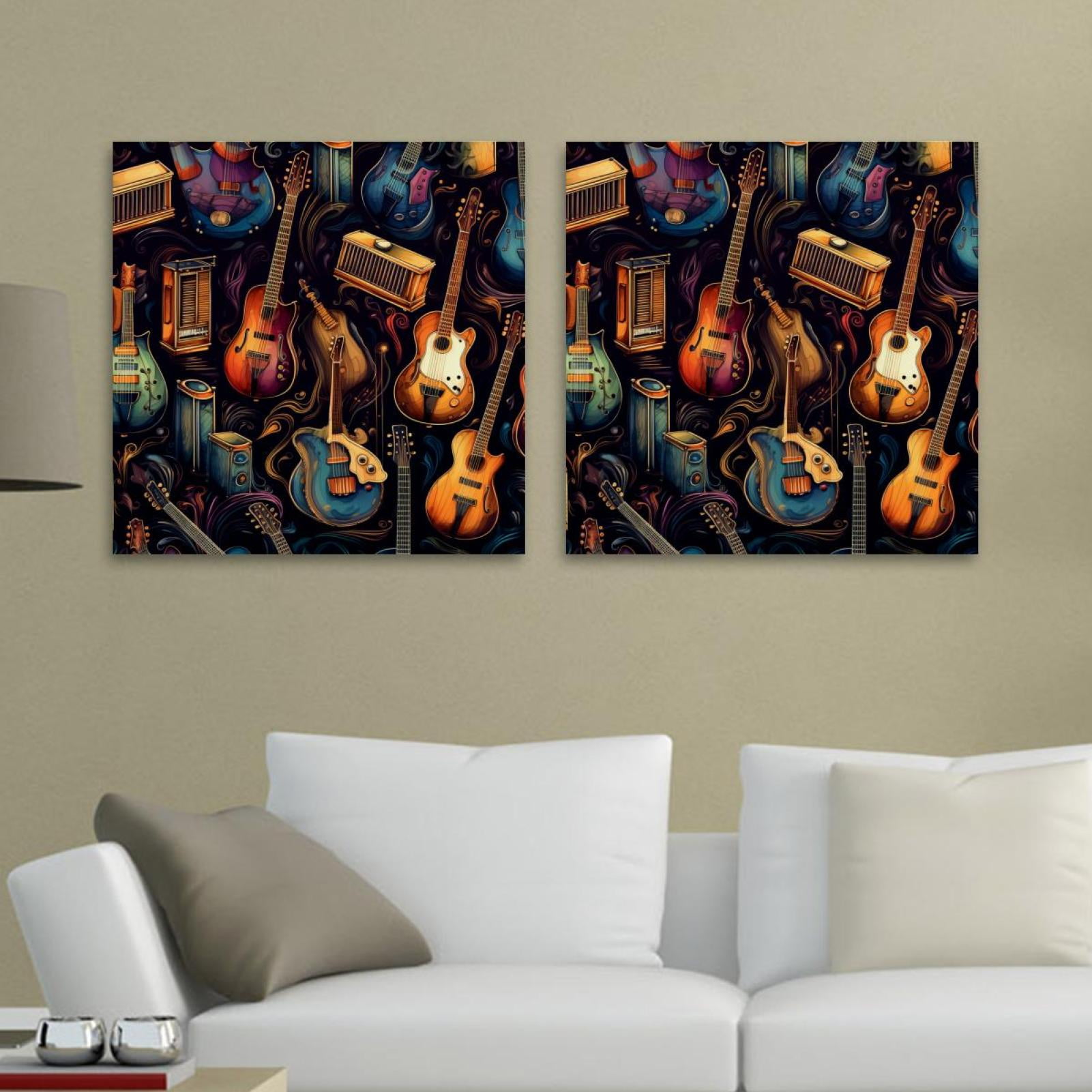 OWNSERIES Musical Instrument Pattern 2PC Canvas Wall Art Paintings for ...