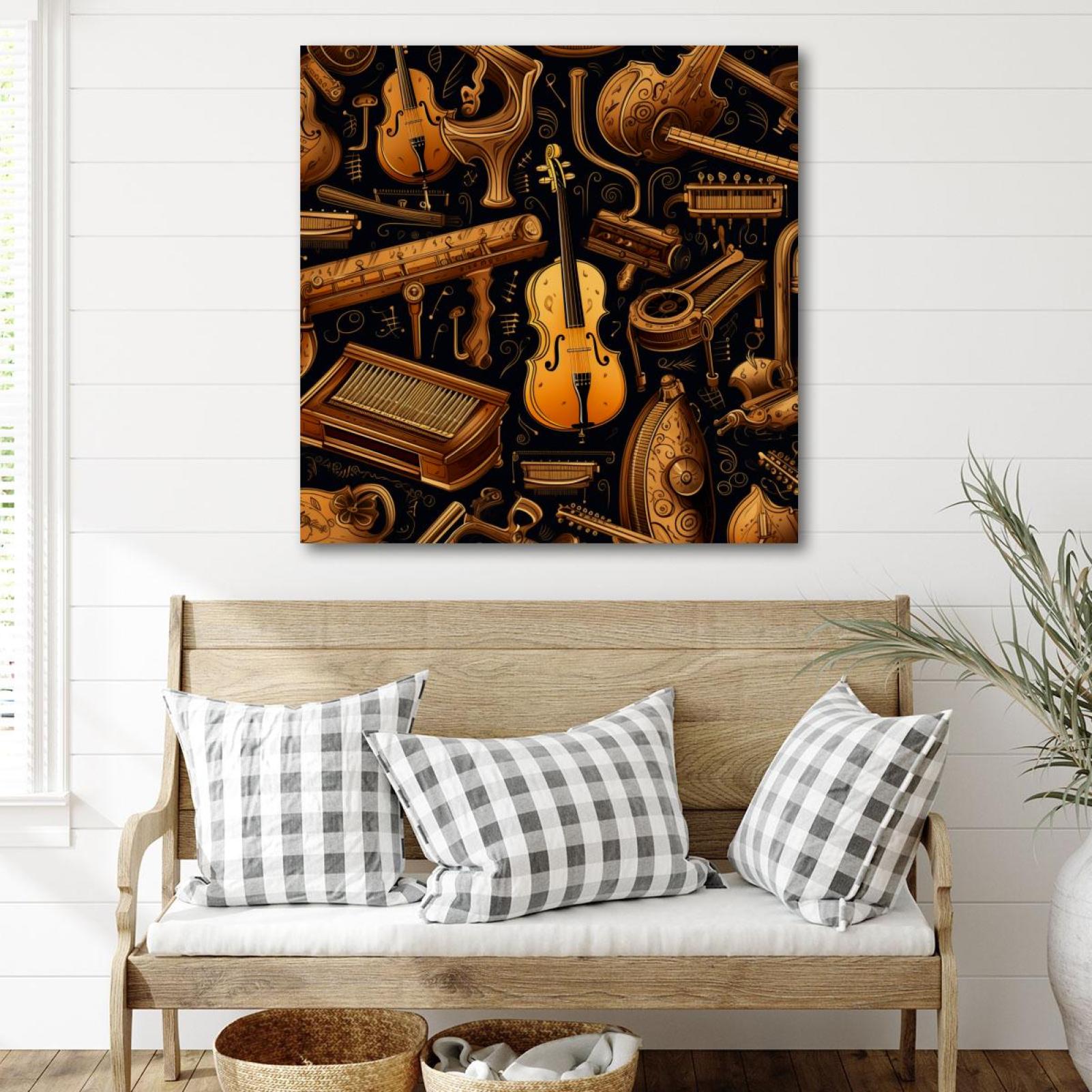 OWNSERIES Musical Instrument Pattern Canvas Wall Art Paintings for ...