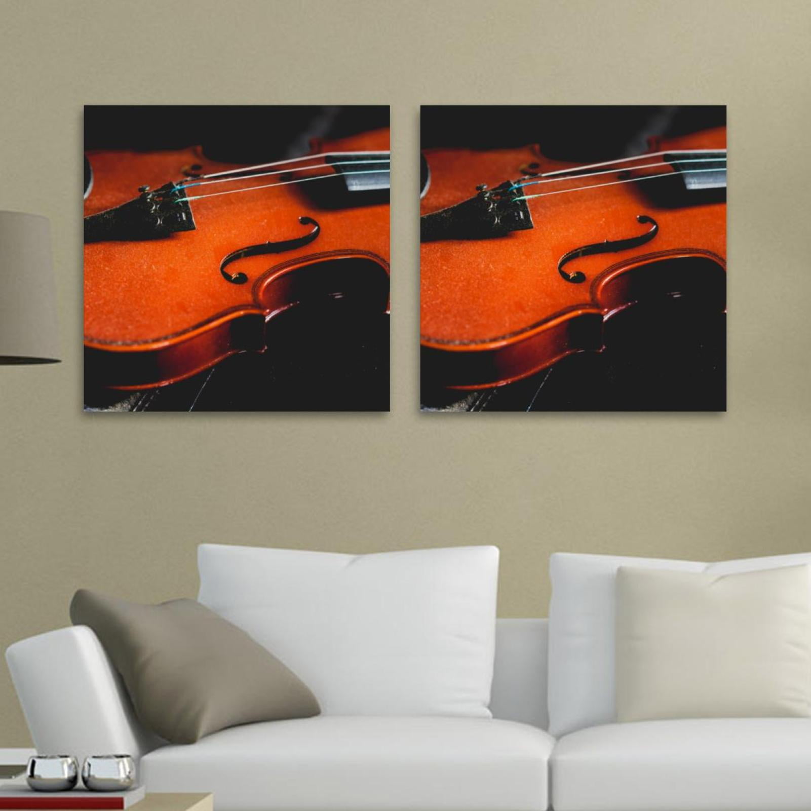 OWNSERIES Musical Instruments Cello Retro Pattern 2PC Canvas Wall Art ...