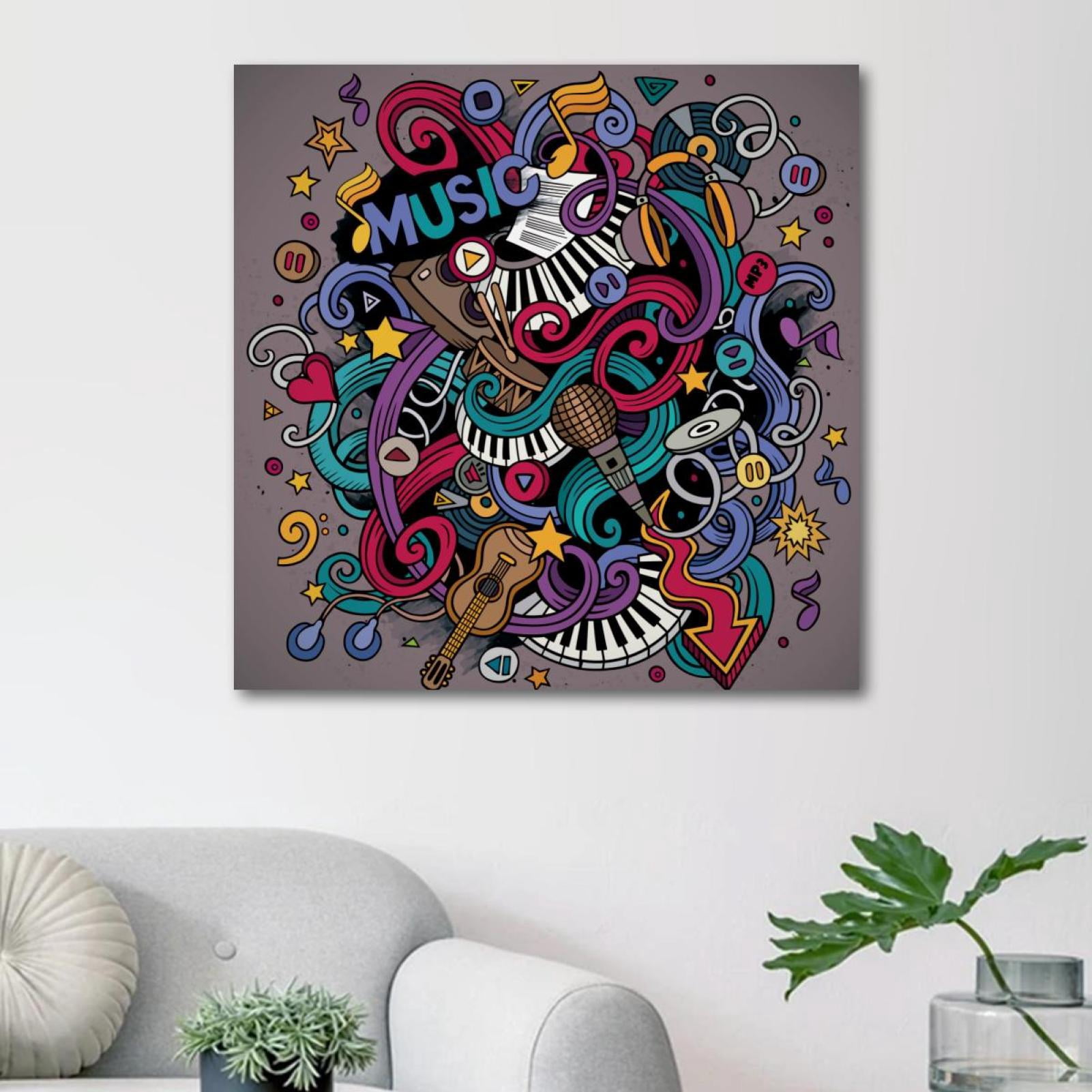 OWNSERIES Musical Piano Notes Pattern Canvas Wall Art Paintings for ...