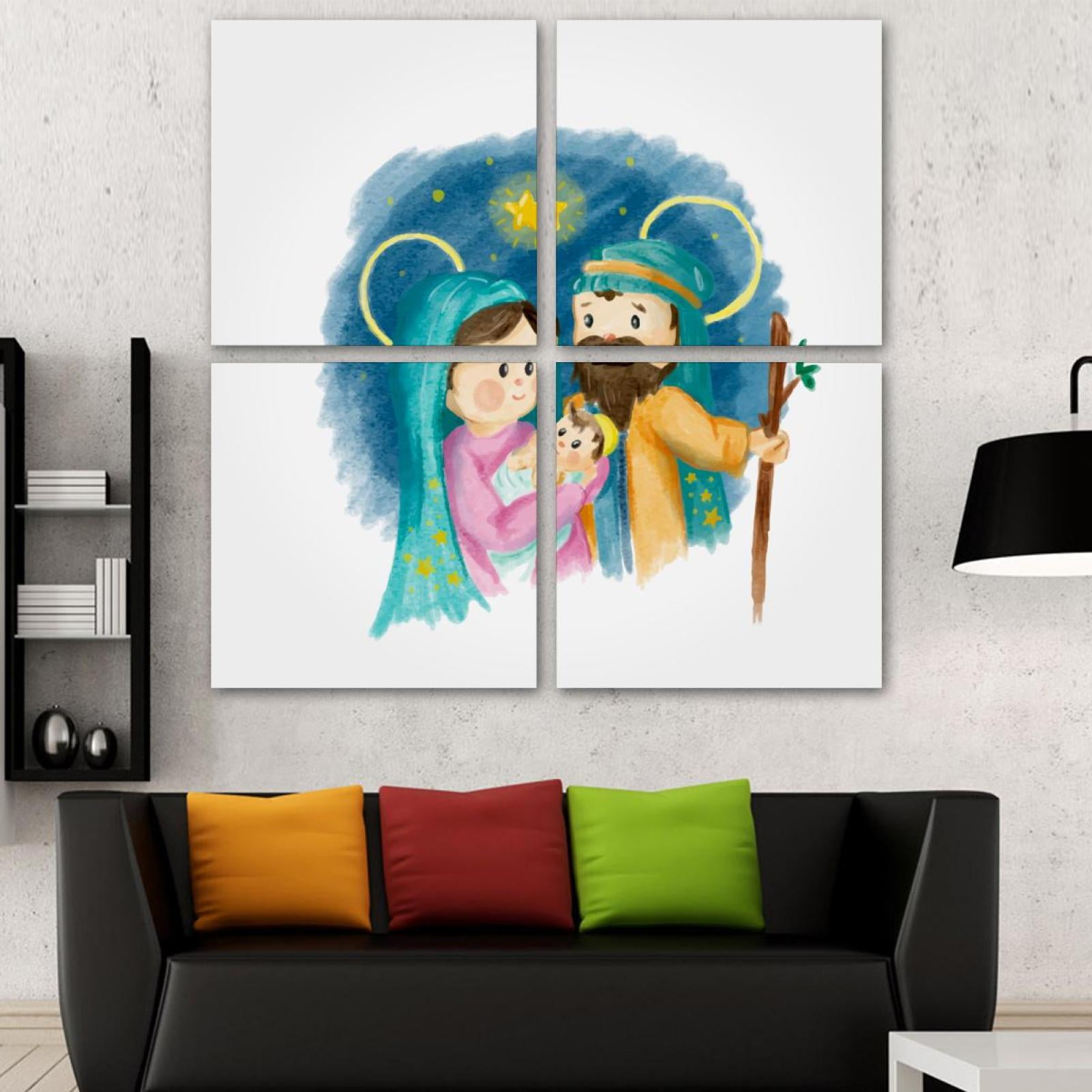 OWNSERIES Nativity Christmas Pattern 4PC Frameless Canvas Wall Art ...