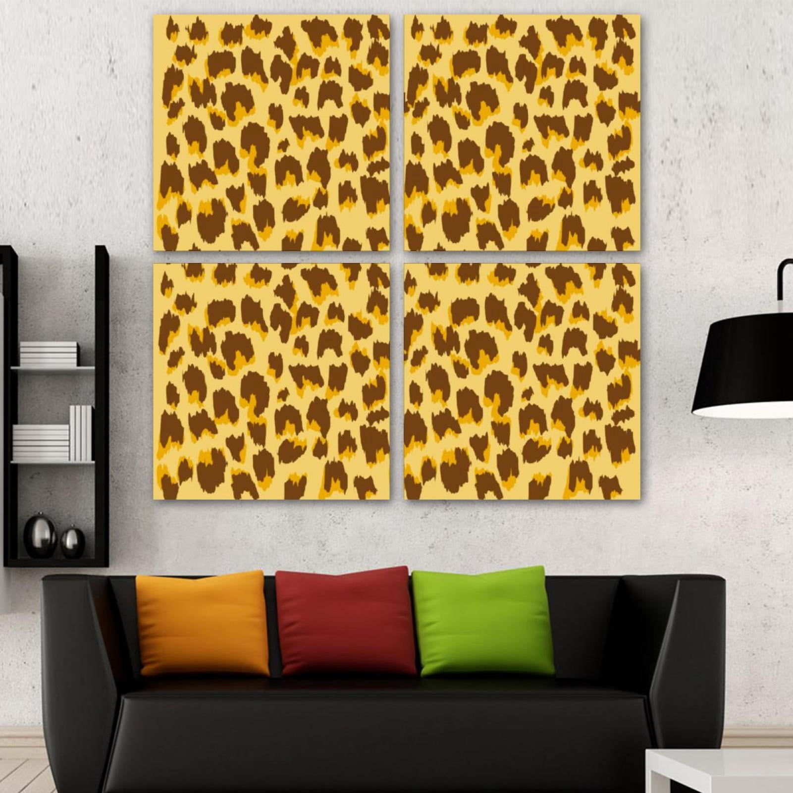 OWNSERIES Natural Color Leopard Pattern Pattern 4PC Frameless Canvas ...